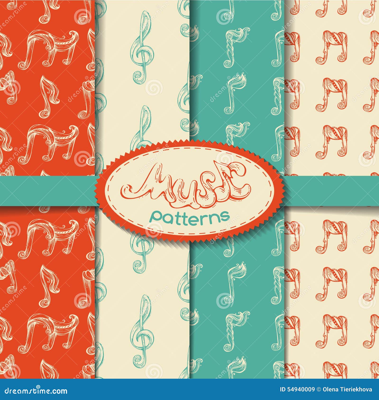 Vector Set of Seamless Retro Music Patterns. Stock Vector ...