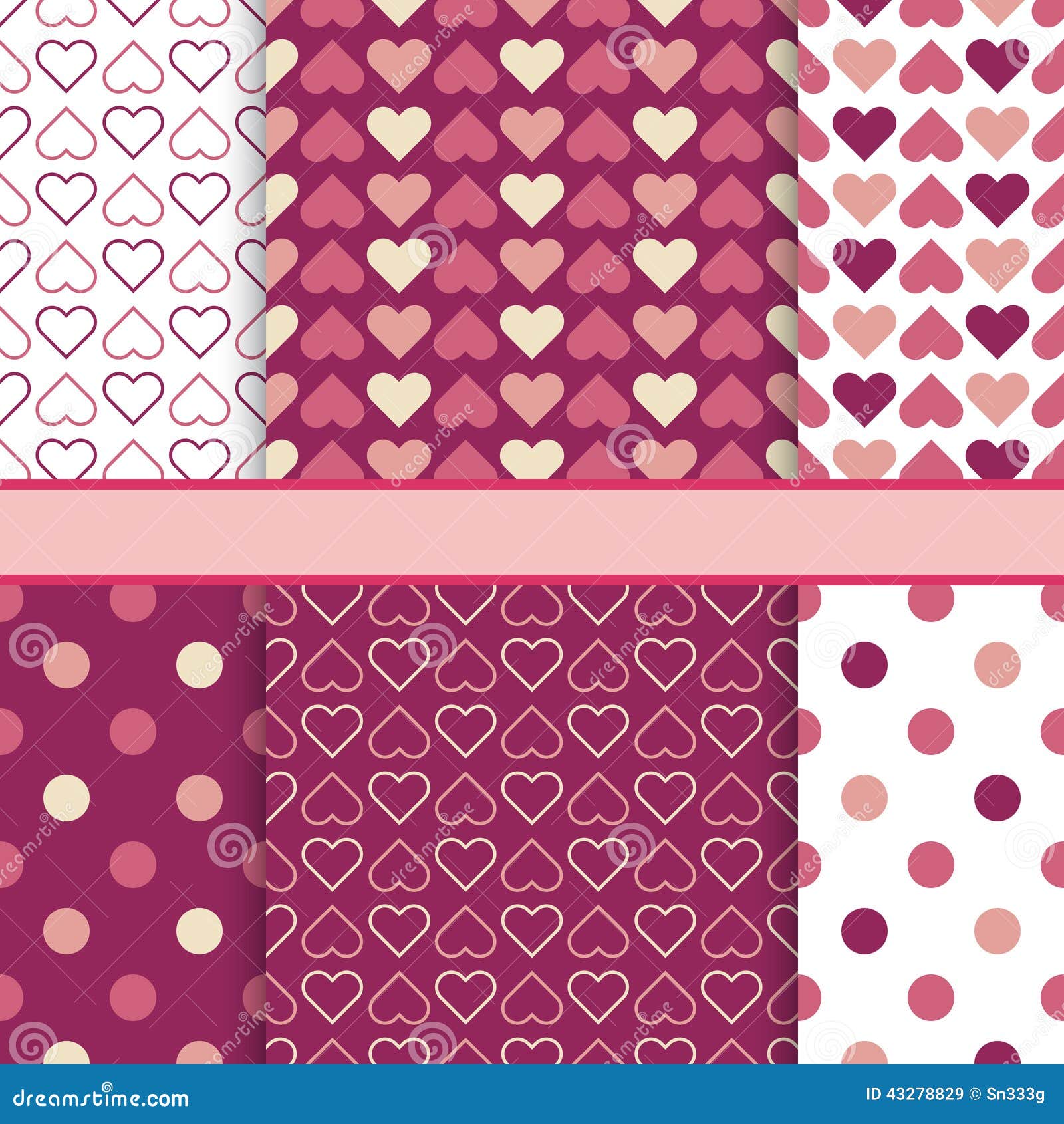 Romantic Patterns Vector Set. Tile Backgrounds For Saint Valentines Day ...