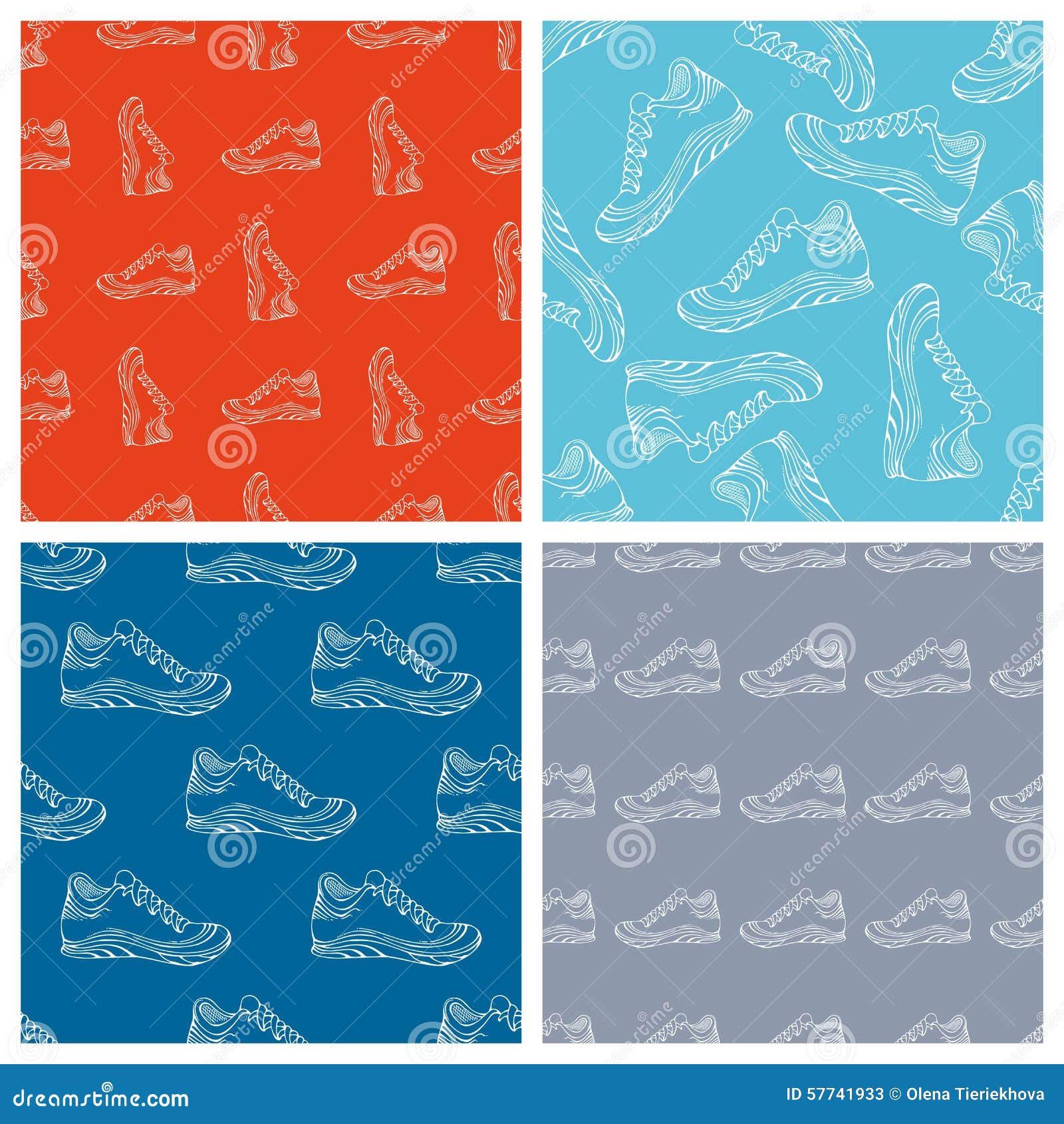 Vector Set of Seamless Shoes Patterns. Stock Vector - Illustration of ...