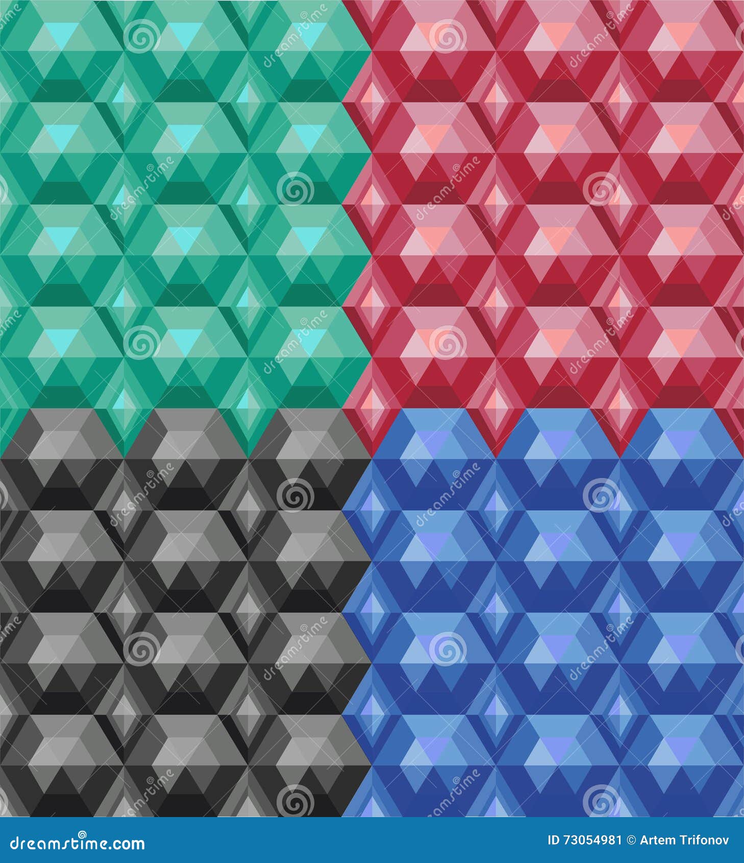 Vector Set of Seamless Texture of Colored Gems Stock Vector ...