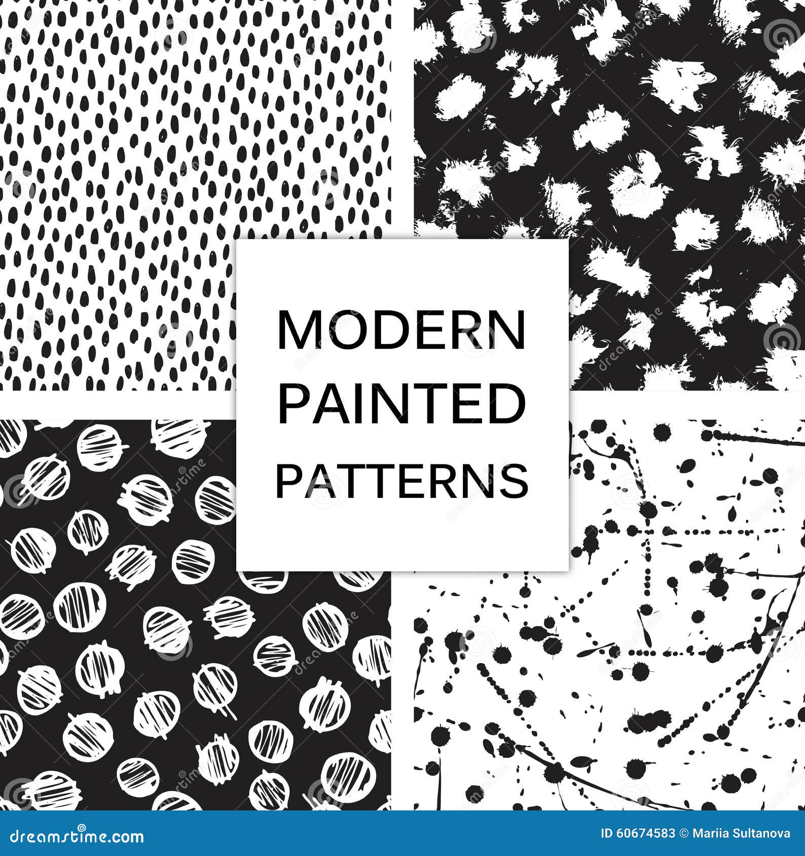 Vector Set. Seamless Trendy Modern Brush Patterns Stock Vector ...