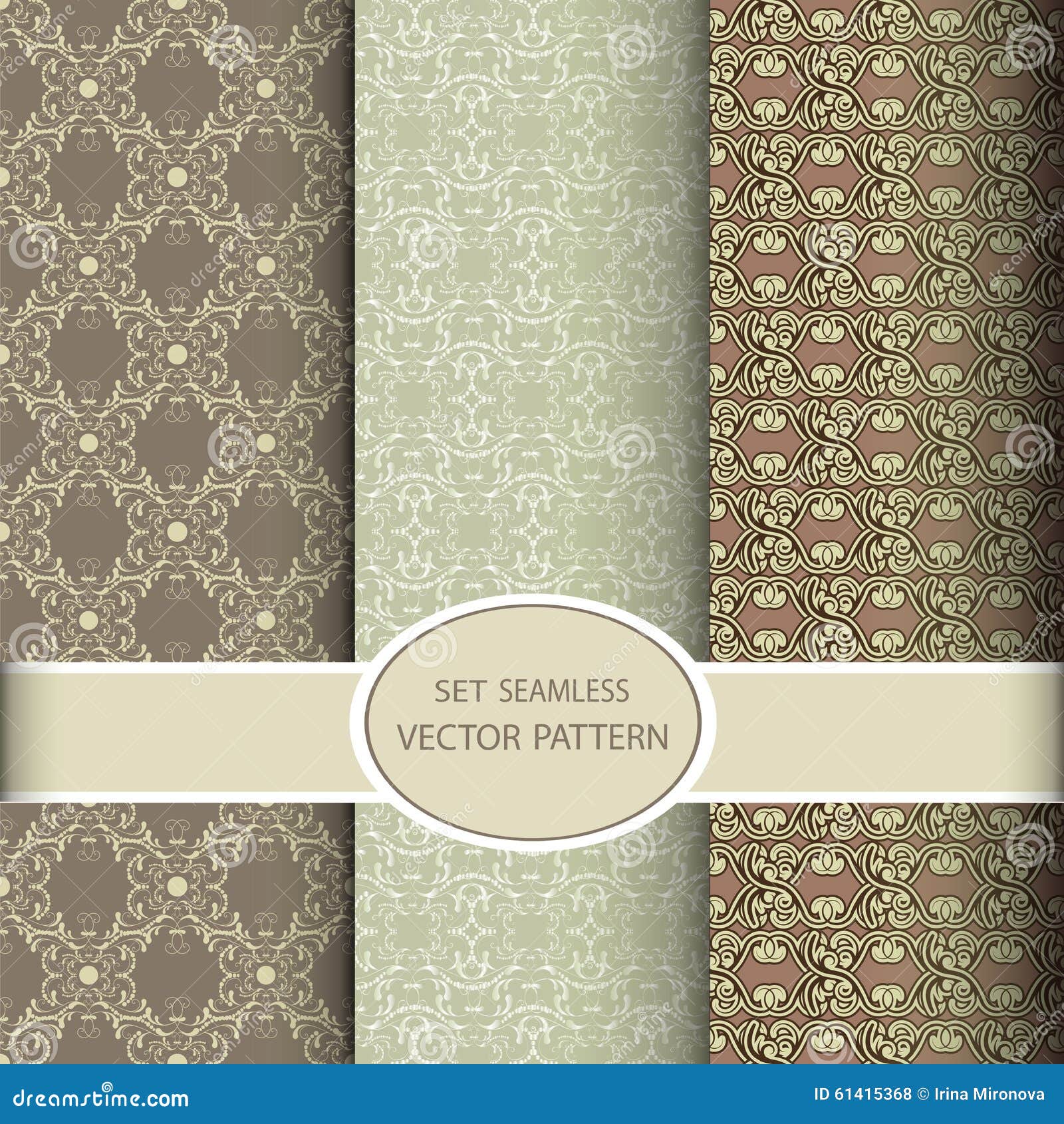 Vector Set of Seamless Vintage Patterns Stock Vector - Illustration of ...