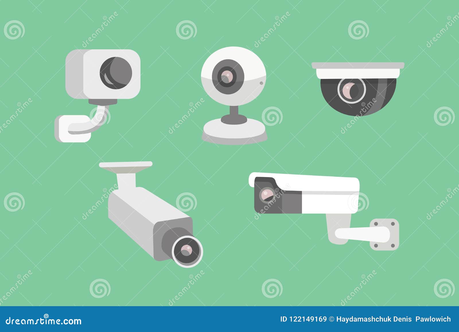 Vector Set Security Camera. CCTV Cartoon Illustration. Safety and ...