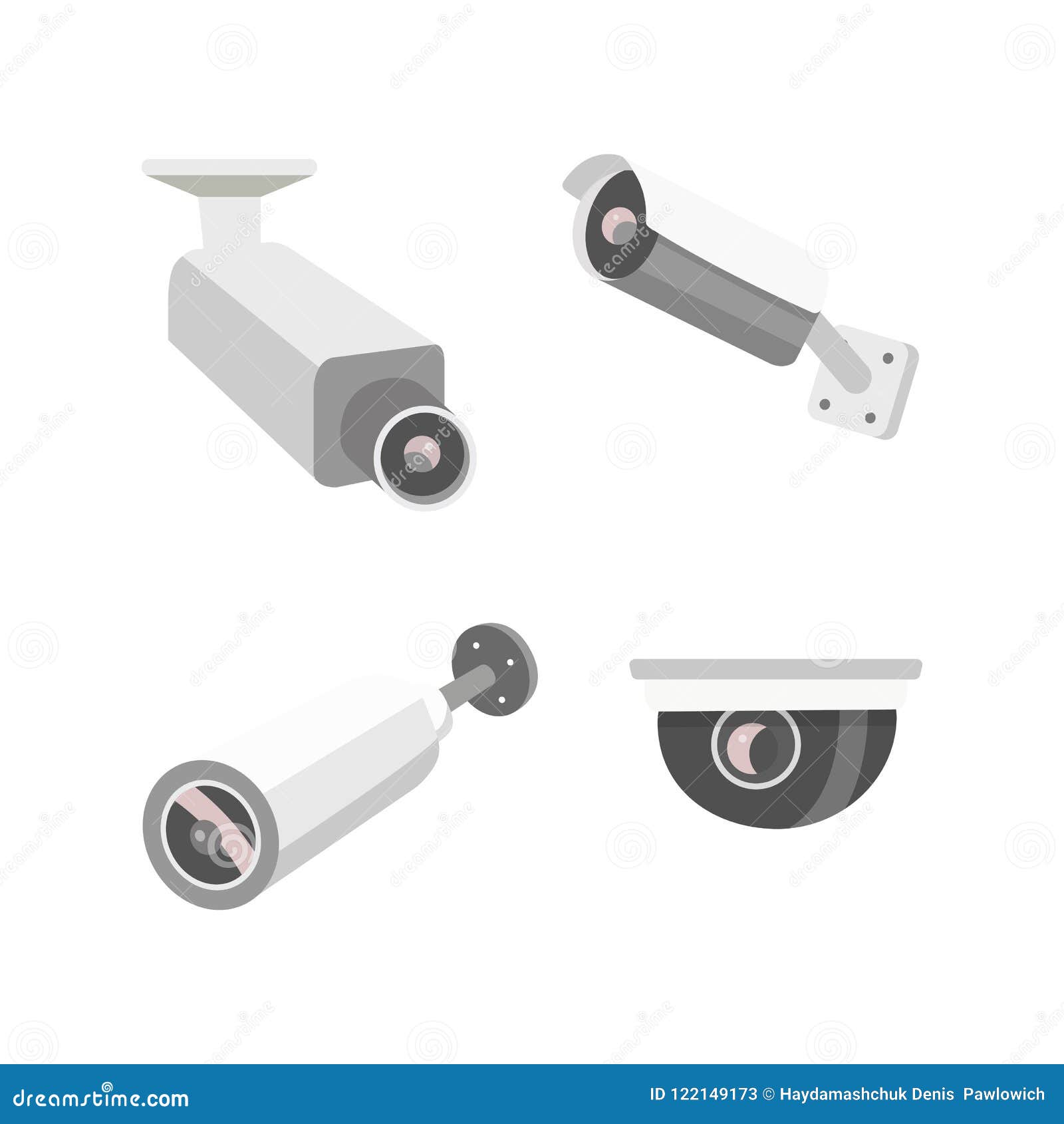 Vector Set Security Camera. CCTV Cartoon Illustration. Safety and ...