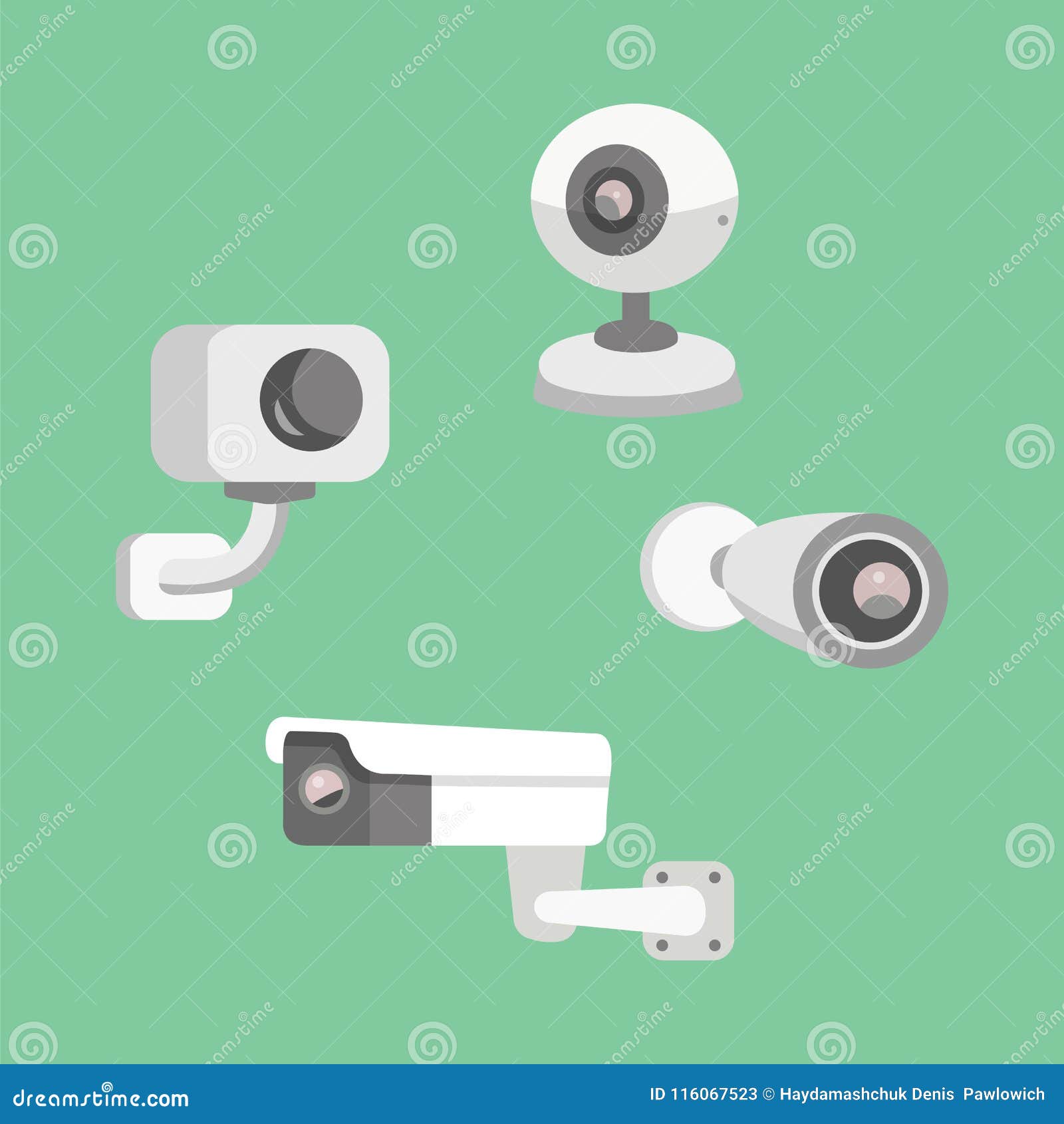 Vector Set Security Camera. CCTV Cartoon Illustration. Safety and ...
