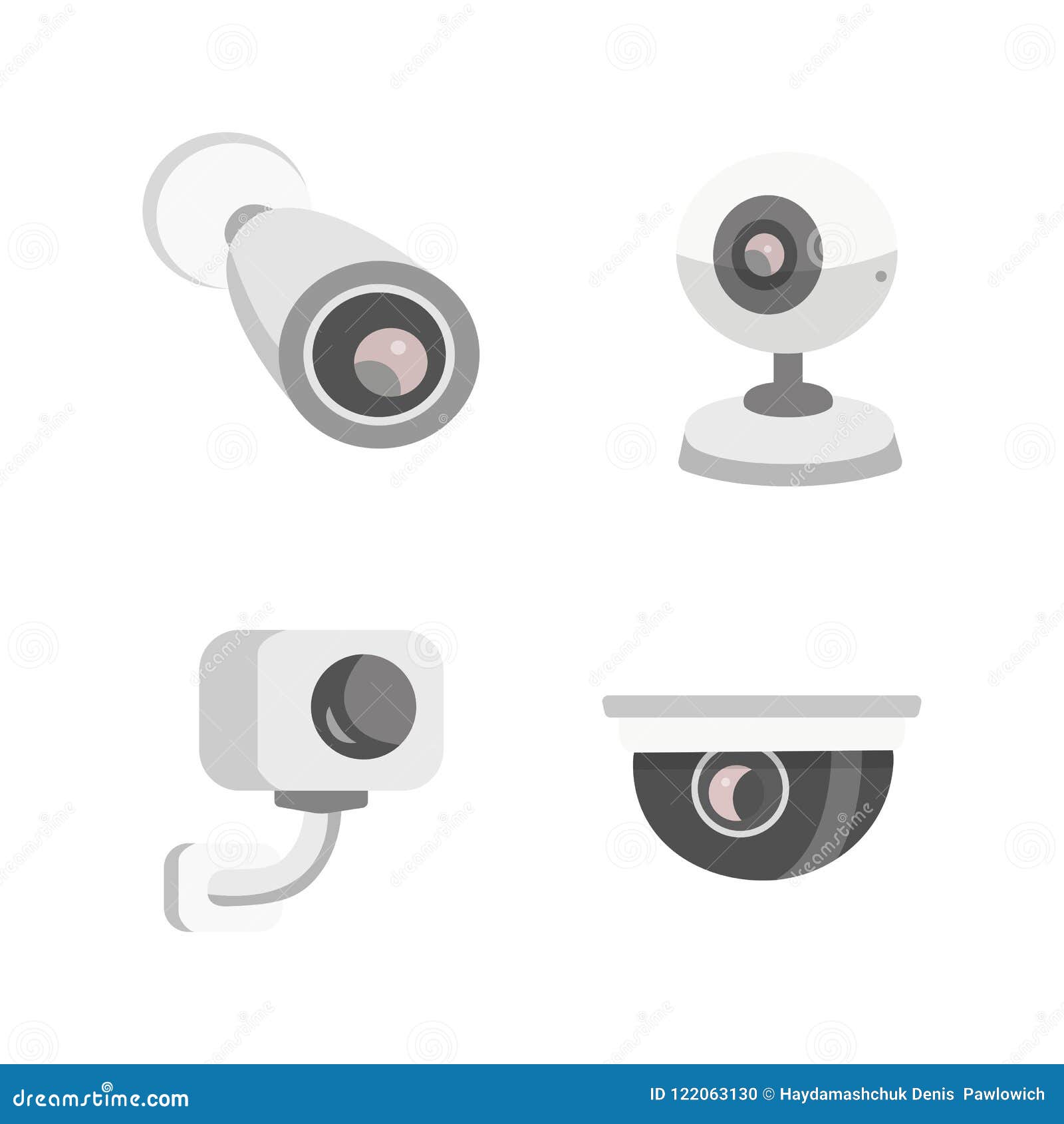 Vector Set Security Camera. CCTV Cartoon Illustration. Safety and ...