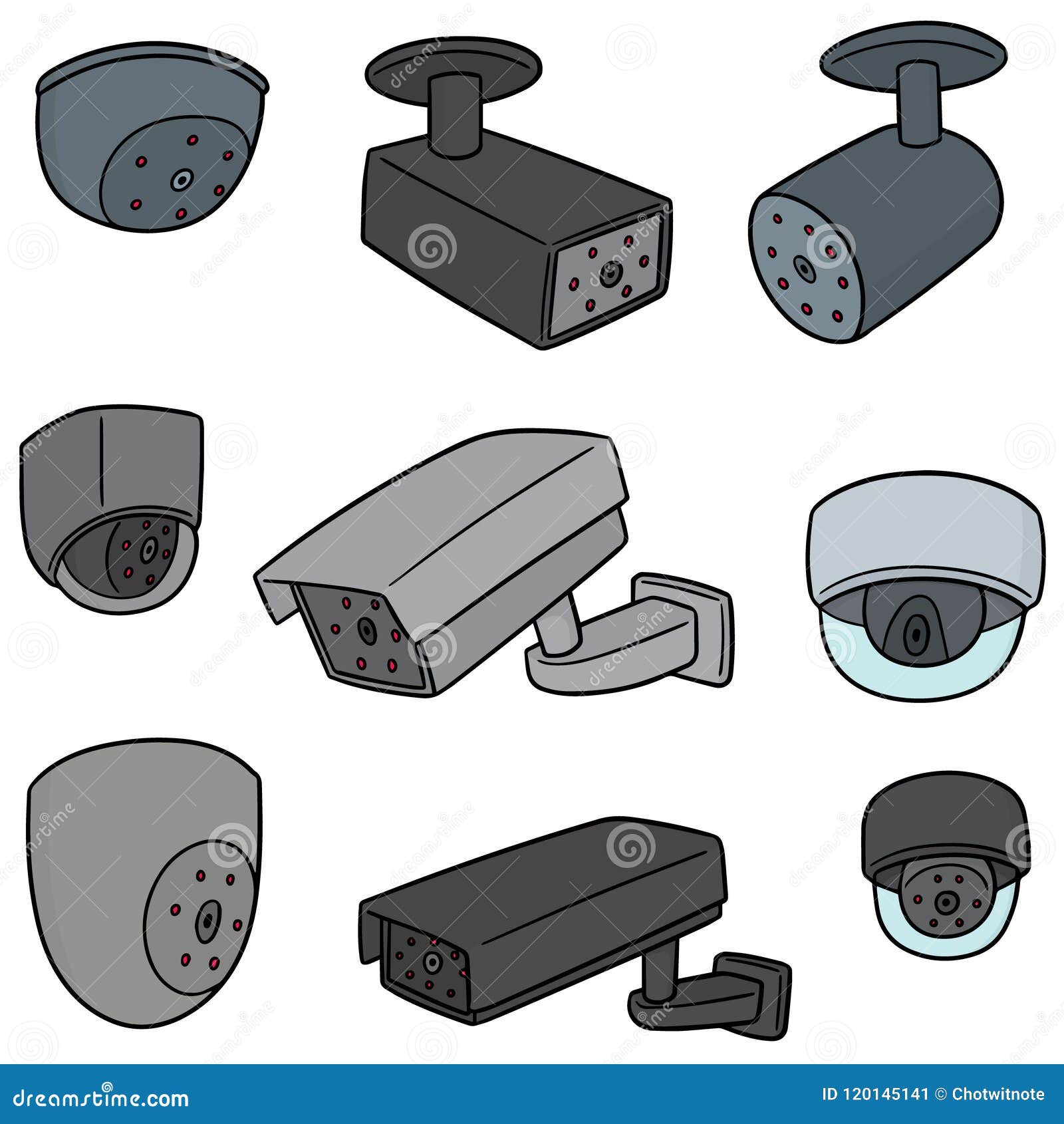 Vector Set of Security Camera Stock Vector - Illustration of control ...