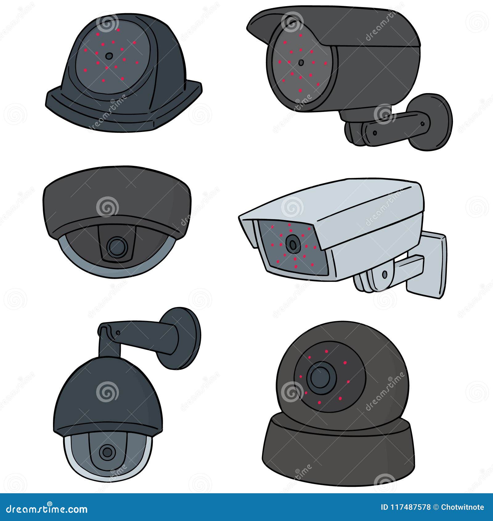Vector Set of Security Camera Stock Vector - Illustration of draw ...