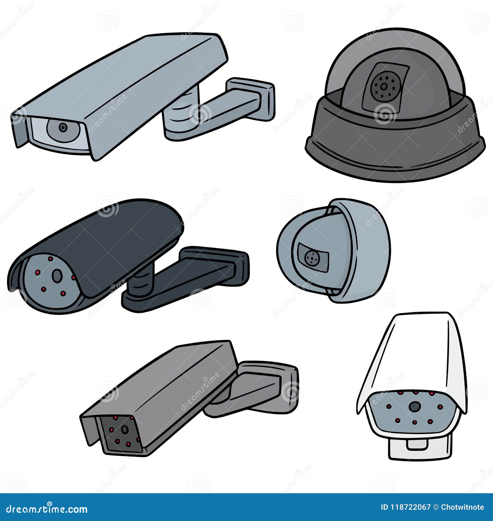 Vector Set of Security Camera Stock Vector - Illustration of cloud ...