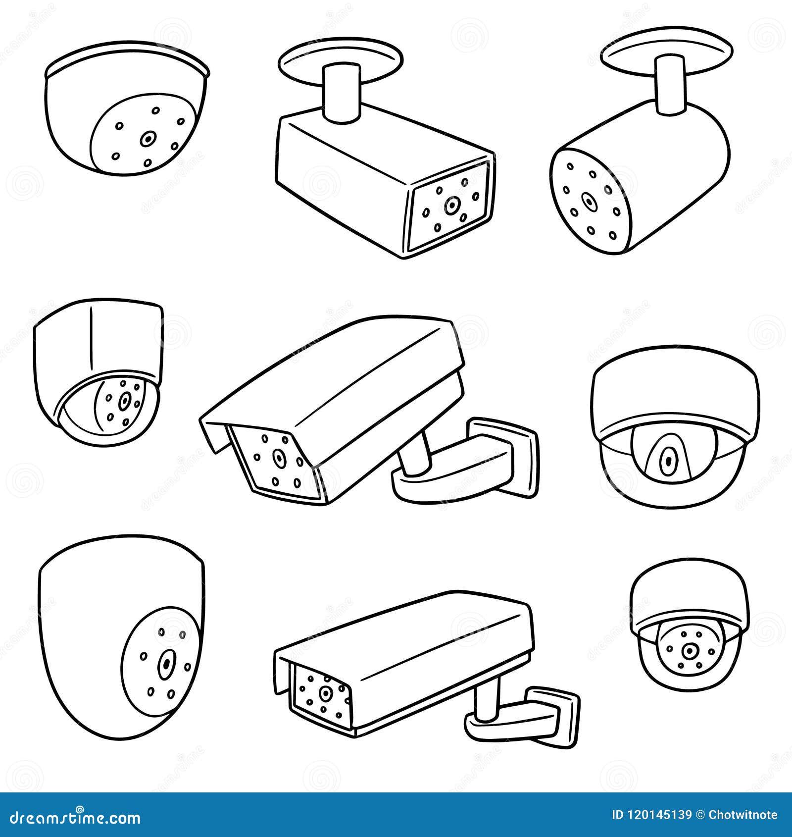 Vector Set of Security Camera Stock Vector - Illustration of drawn ...