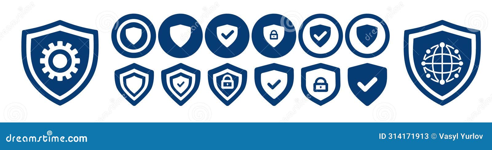 Vector Set of Security Line Icons. Shields, Cybersecurity, Password ...