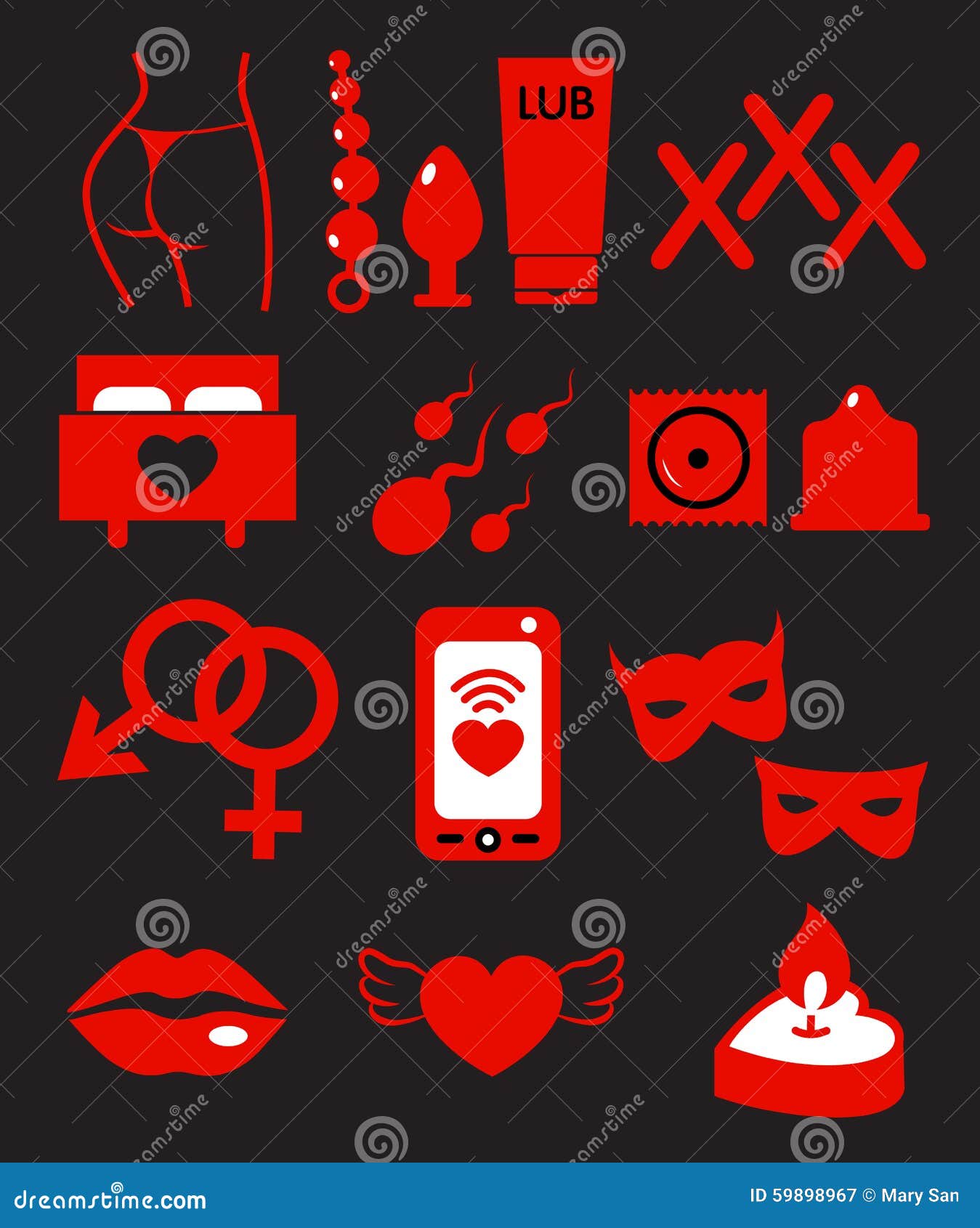 Vector Set Of Sex Shop Icons Stock Vector Illustration Of Banner Silhouette 59898967