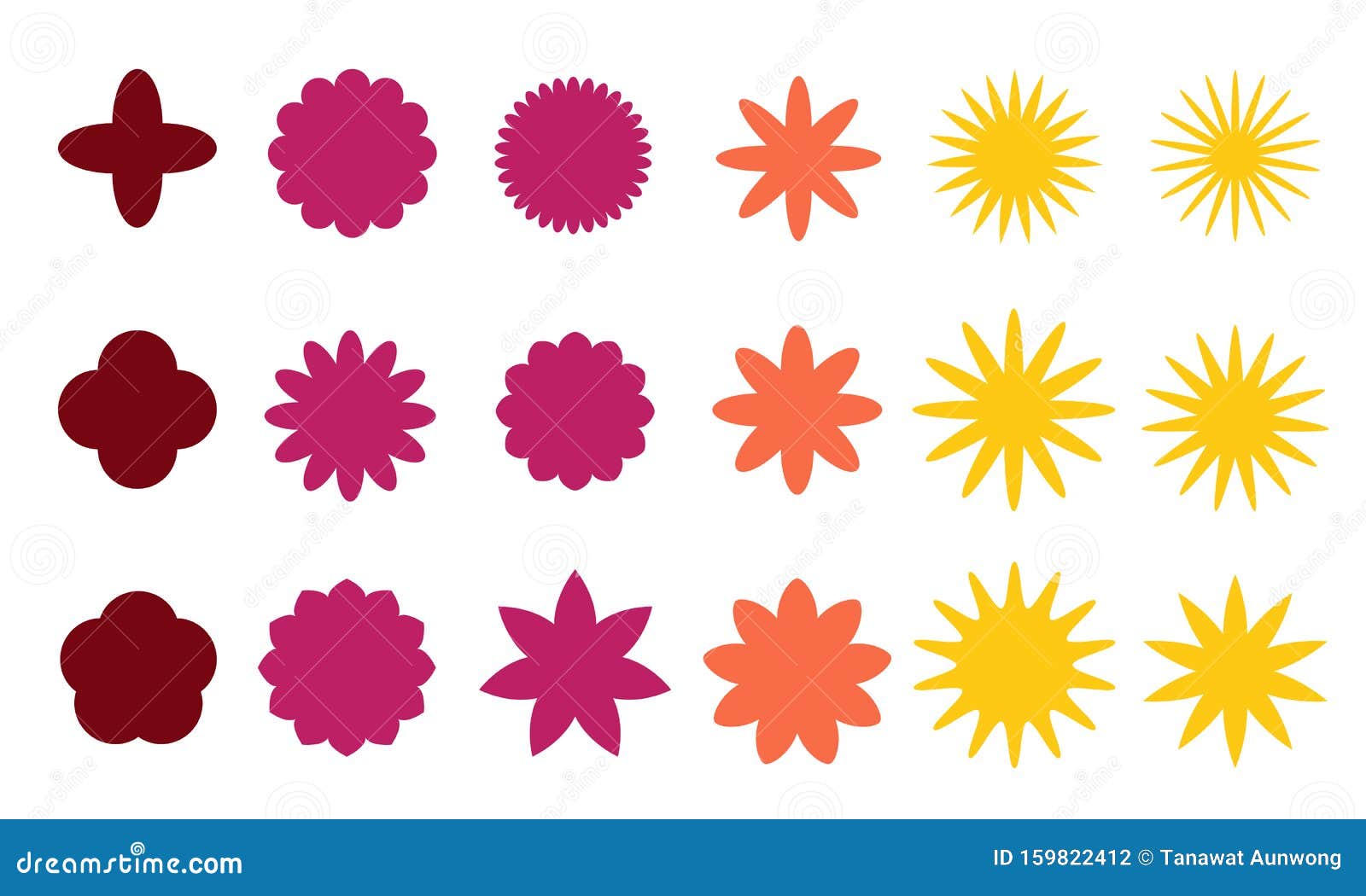 Vector Set of Shape Elements with Sharp and Round Edges in Different ...