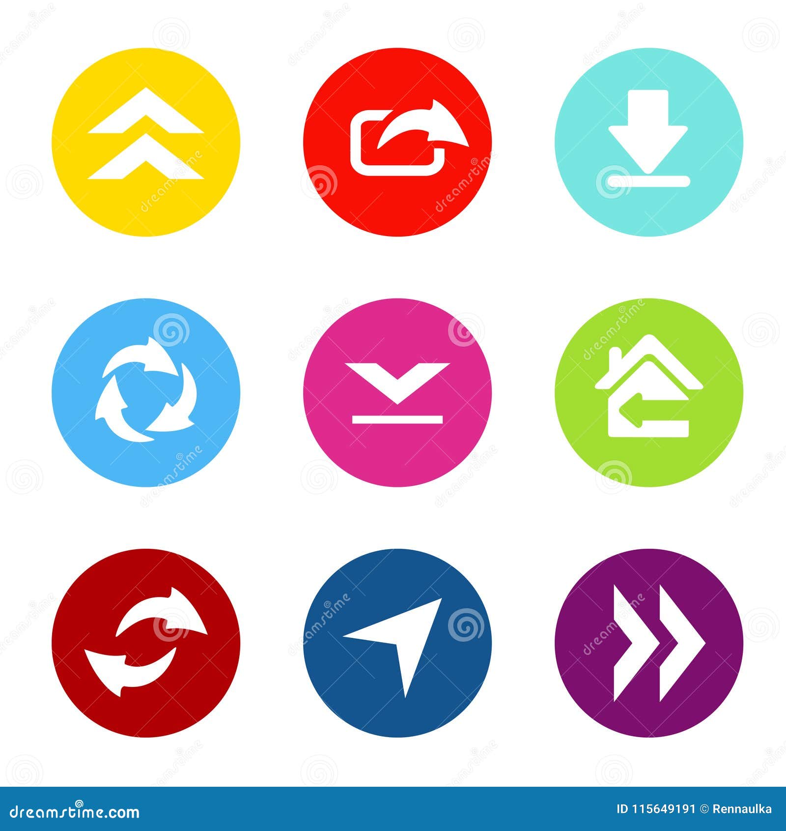 Vector Set of Shared Arrows with Circle Button. Communication Icons of ...