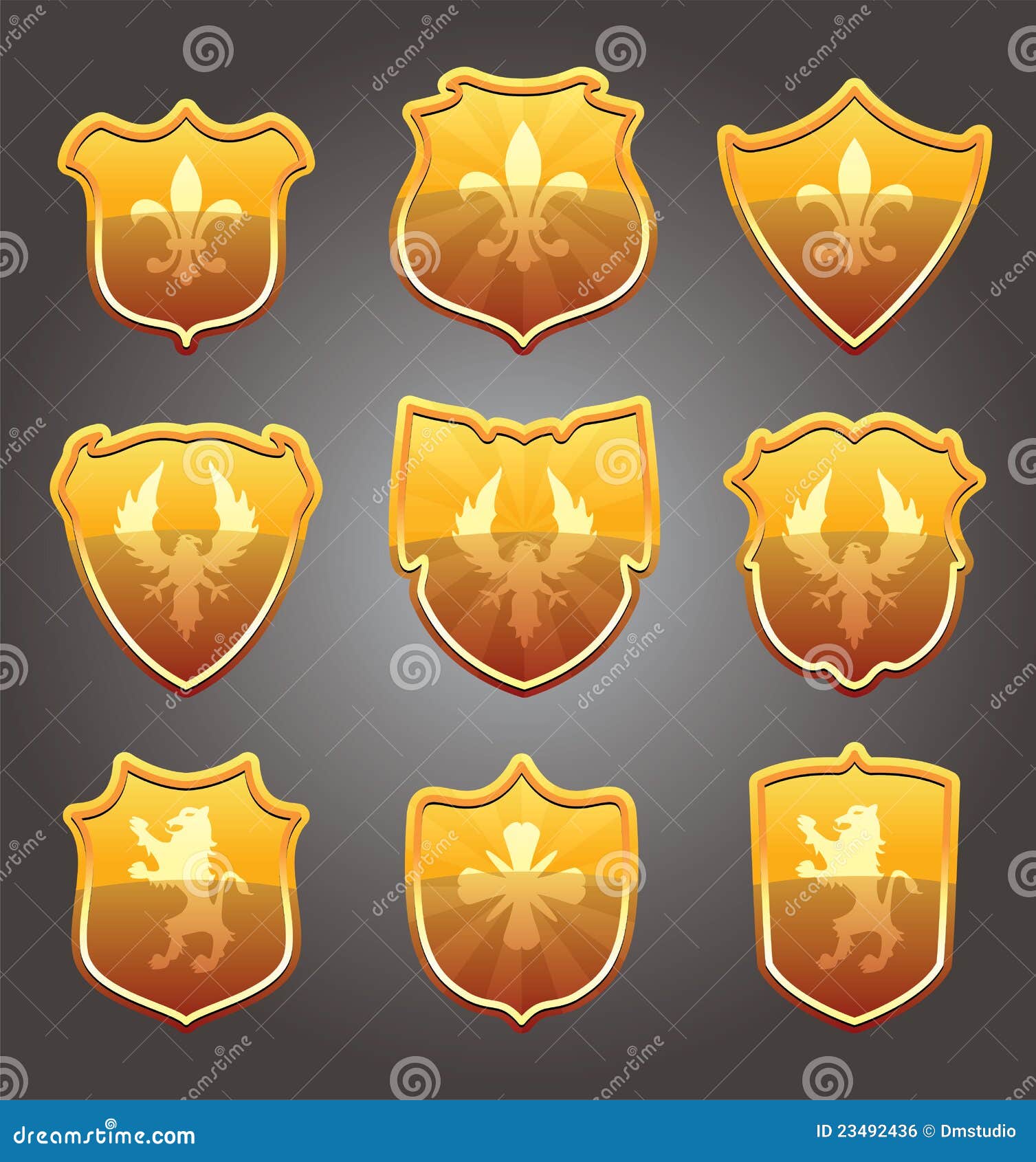 Vector set of shields stock vector. Illustration of classic - 23492436