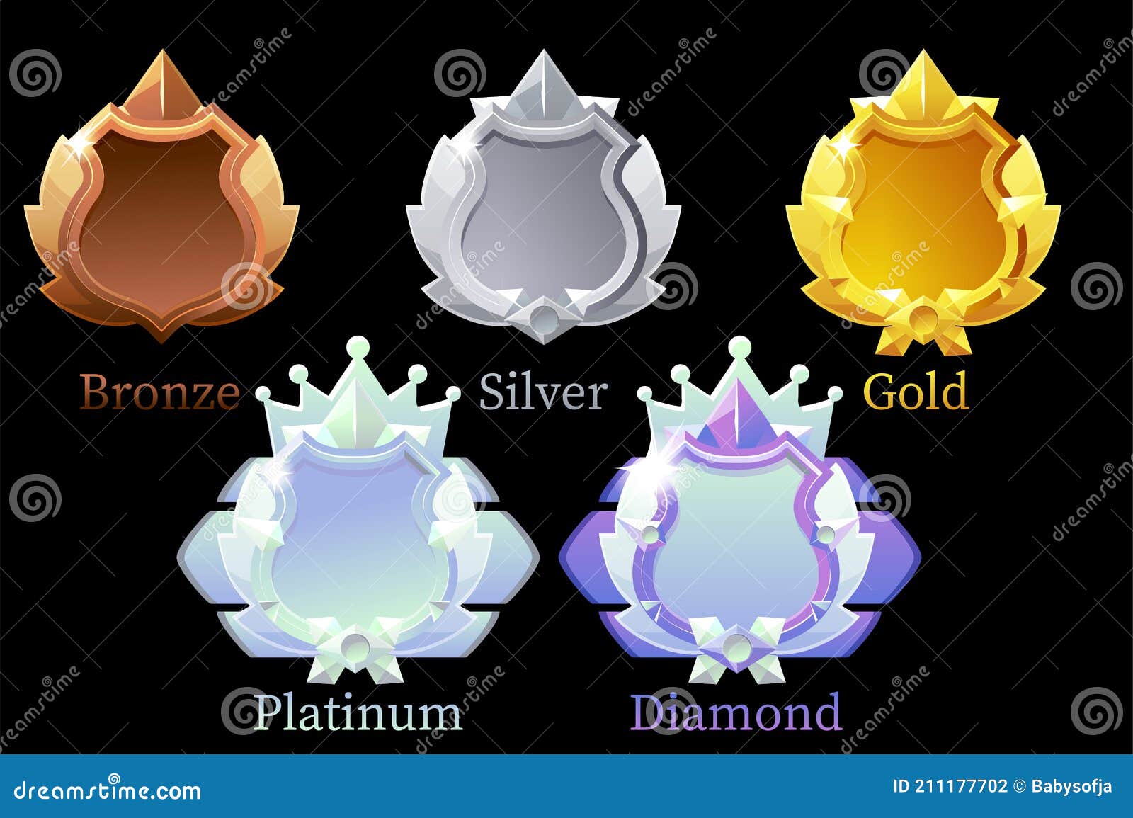 Vector Set of Shields for Achievements in the Game. Stock Vector ...