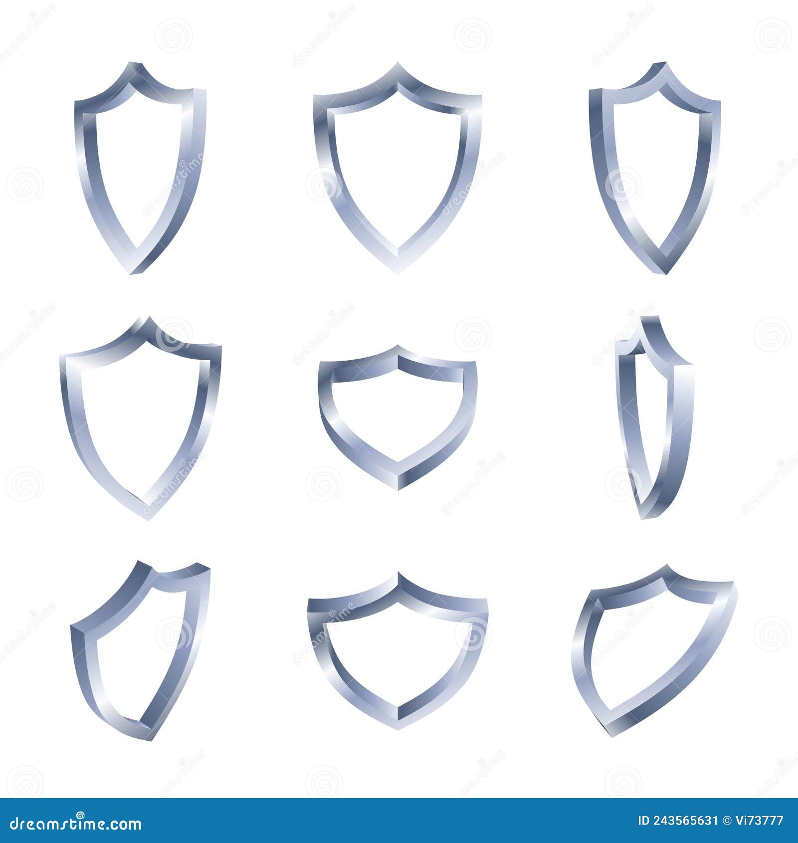 Vector Set of Shields. Metal Shields in Different Angles. Stock Vector ...