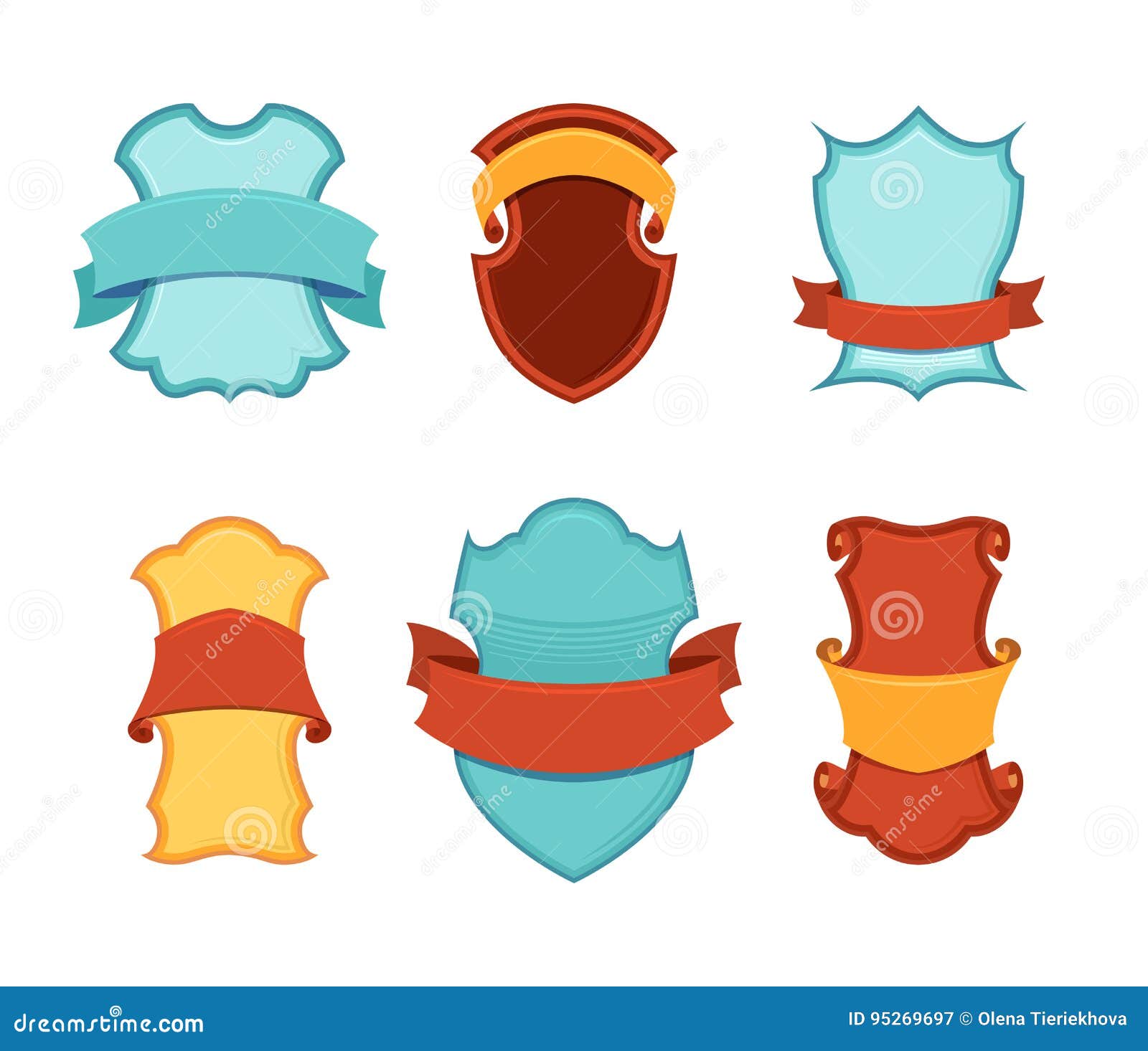 Vector Set of Shields with Ribbons. Stock Vector - Illustration of ...