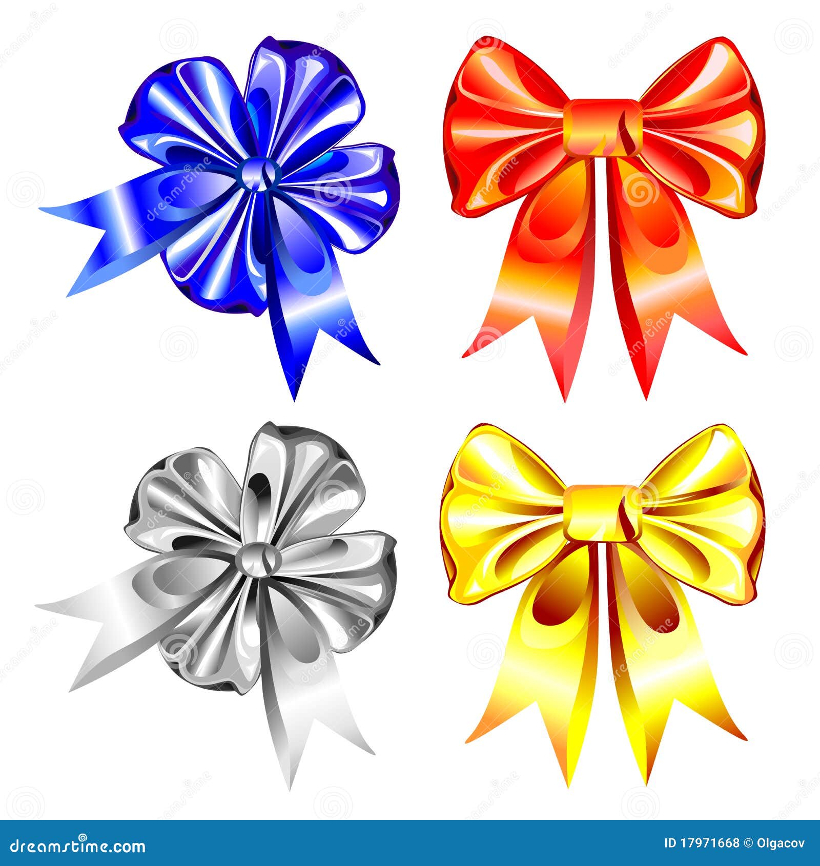 Vector Set of Shiny Ribbon Bows Stock Vector - Illustration of drawing ...