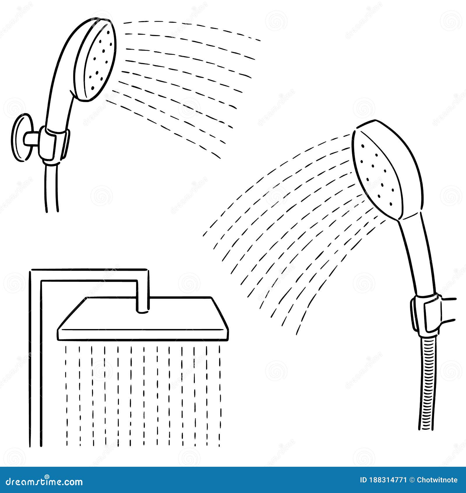 Vector set of shower stock vector. Illustration of bath - 188314771