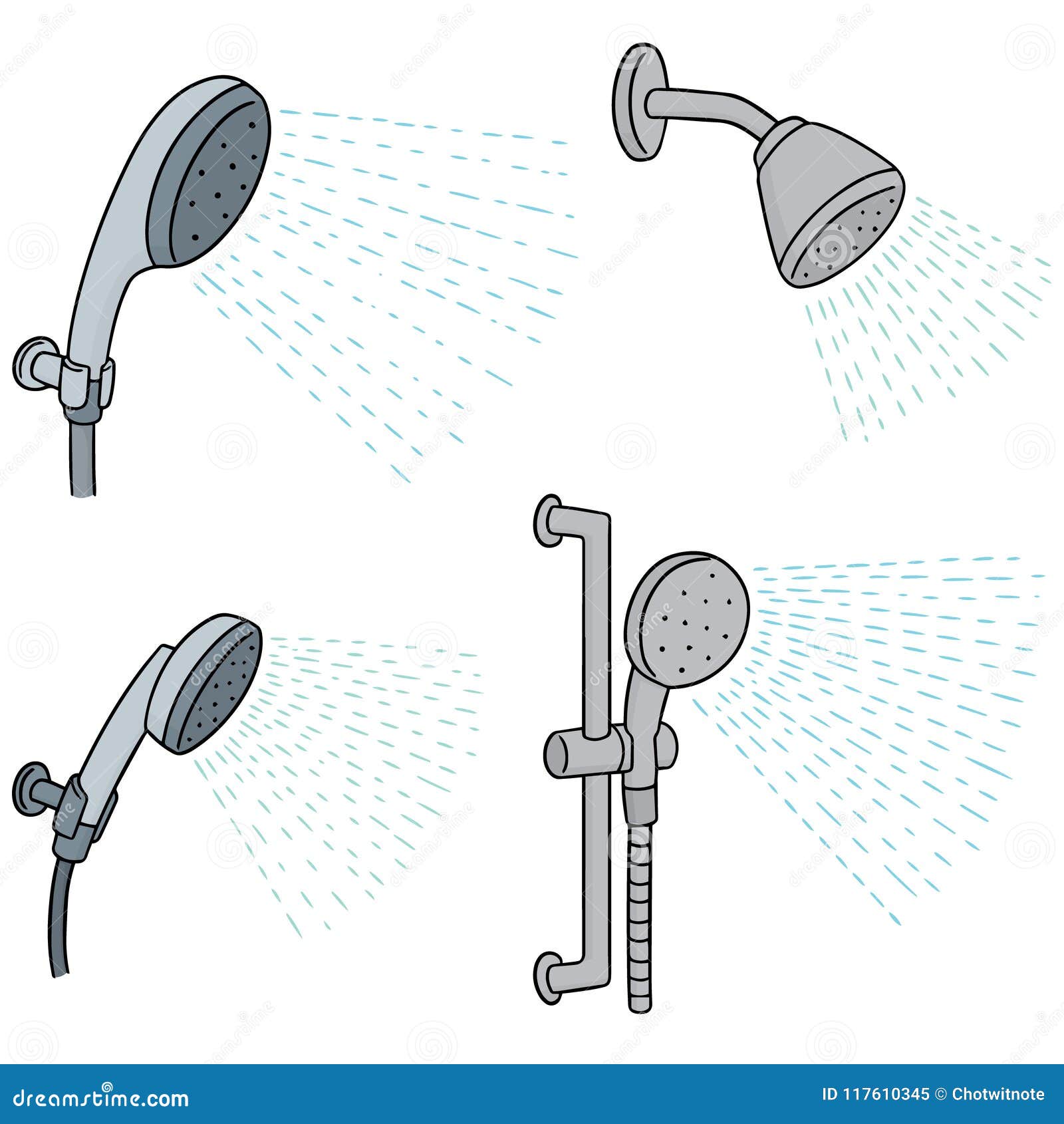 Vector set of shower stock vector. Illustration of sign - 117610345