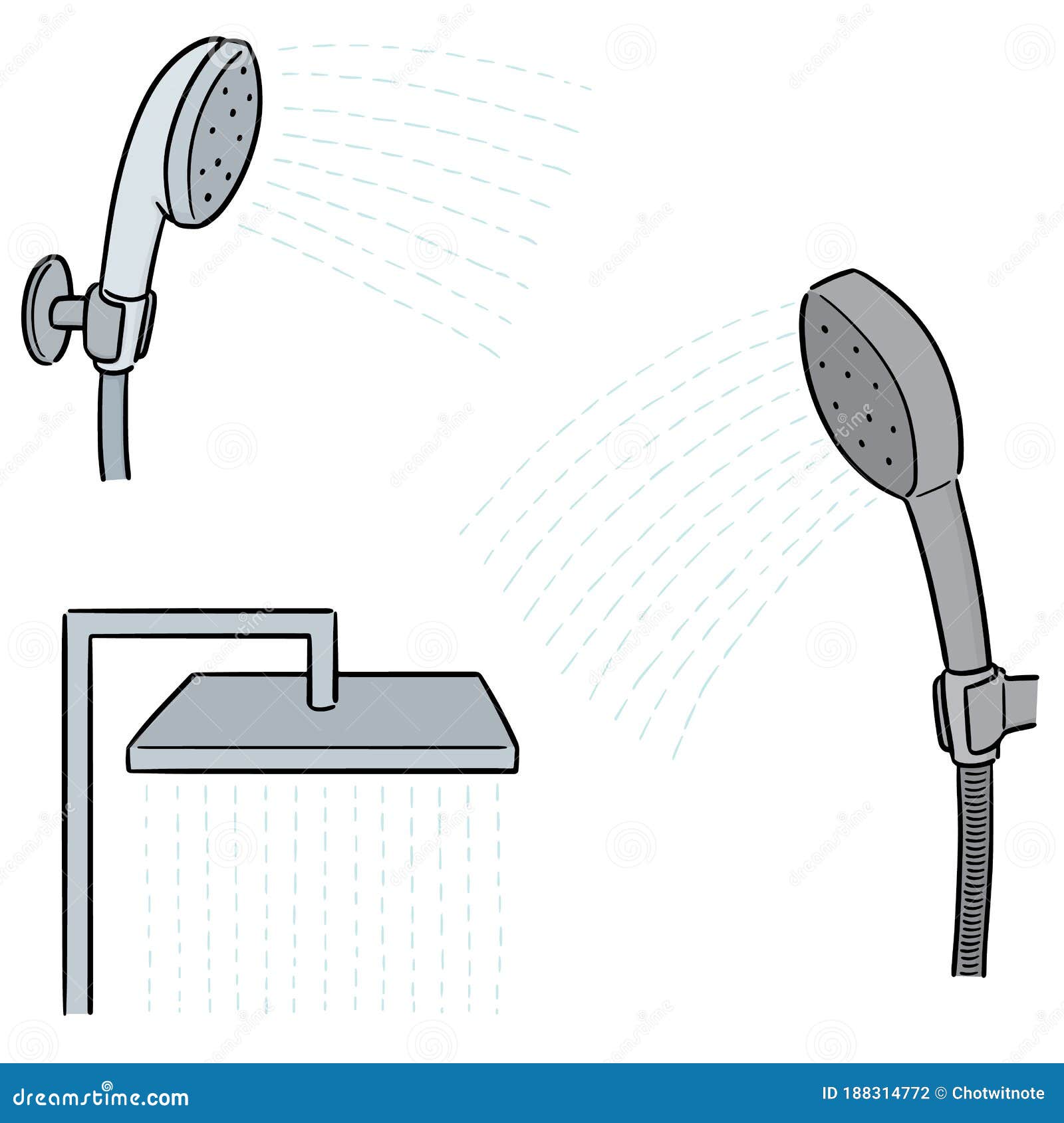 Vector set of shower stock vector. Illustration of pipe - 188314772