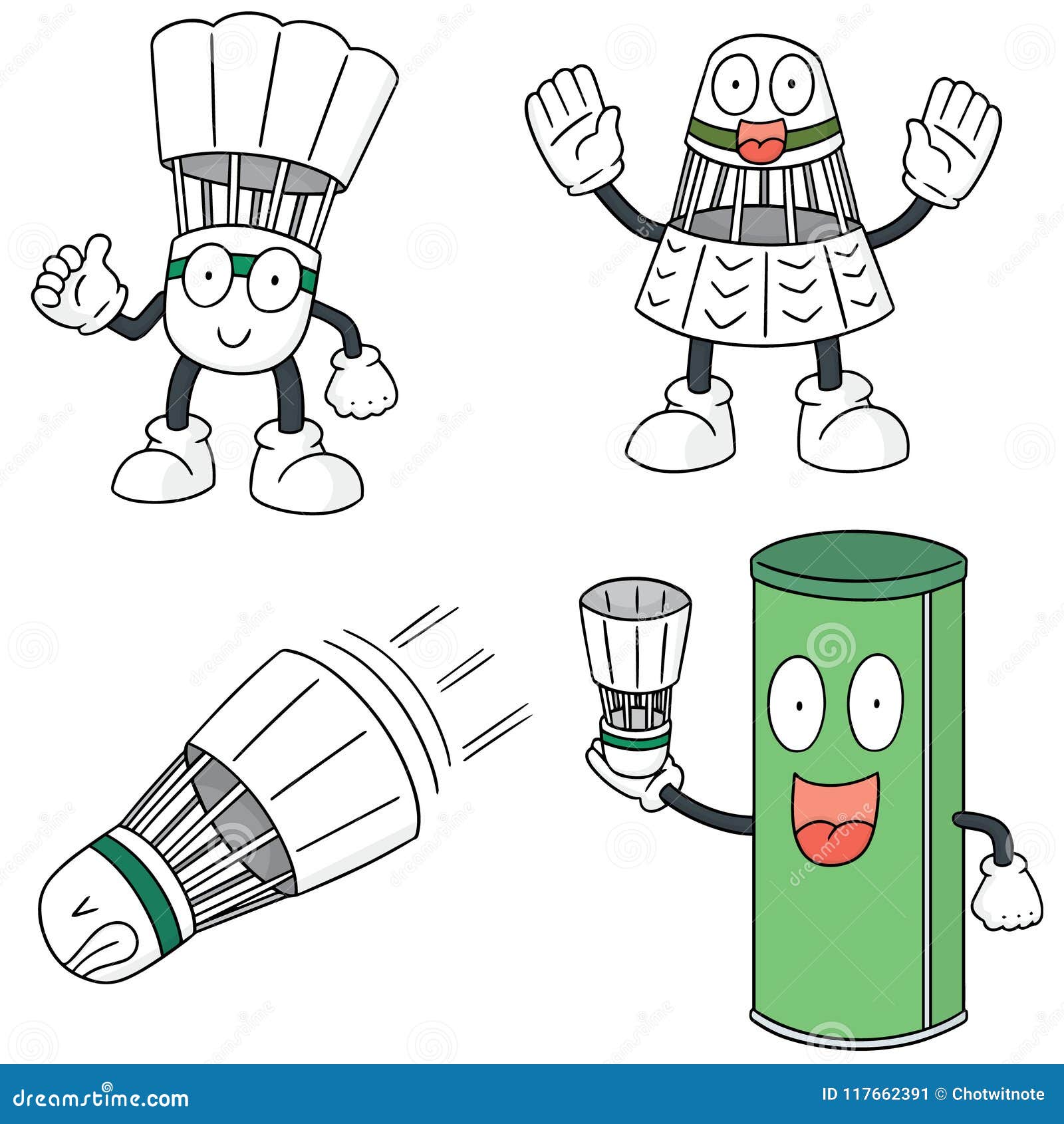 Vector set of shuttlecock stock vector. Illustration of clipart - 117662391