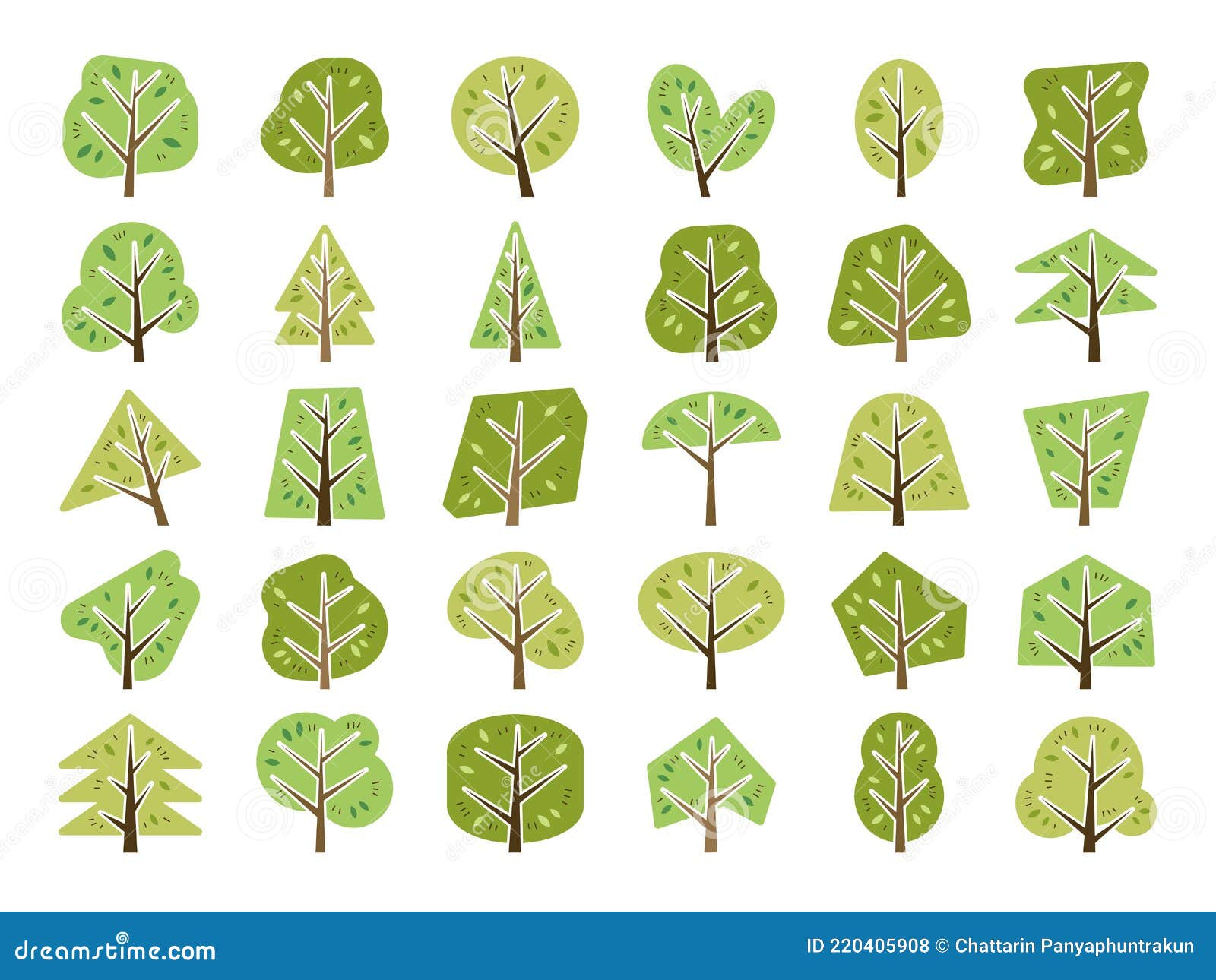Vector Set of Side View Tree Stock Vector - Illustration of form, side ...