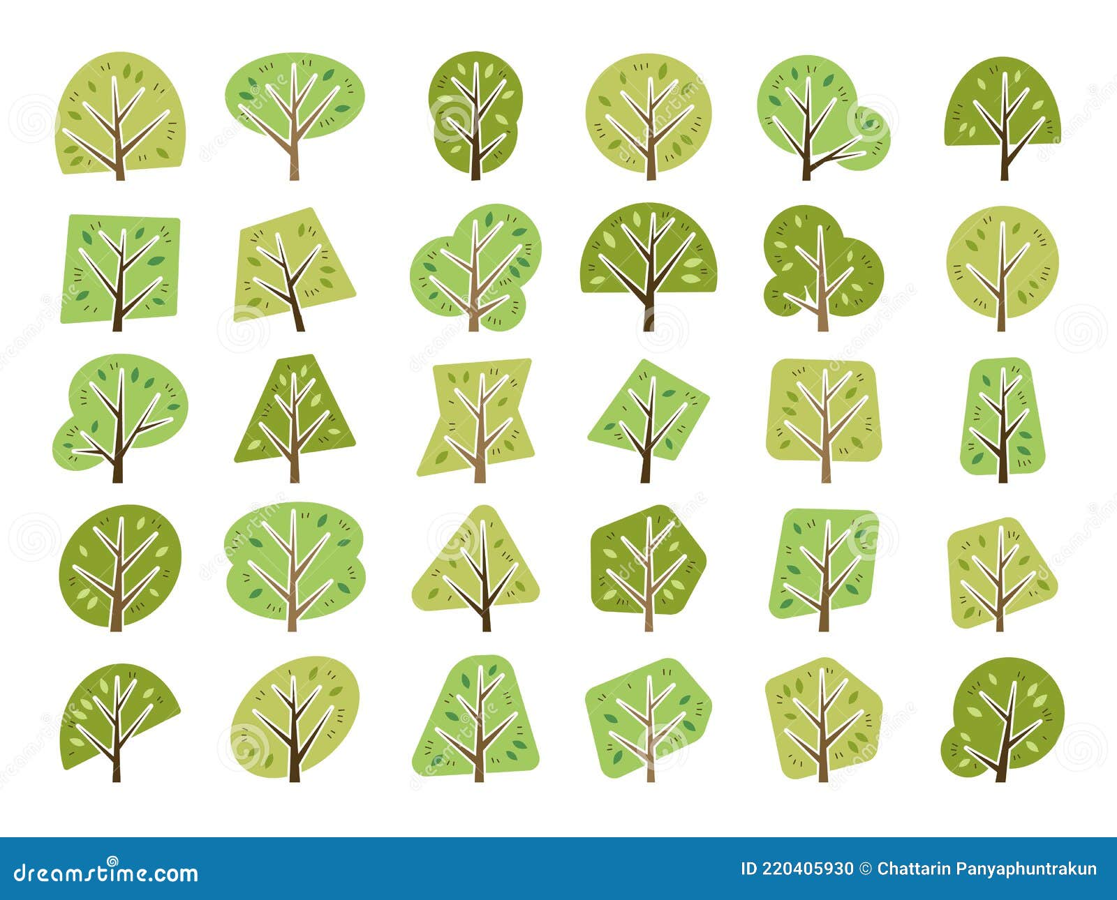 Vector Set of Side View Tree Stock Vector - Illustration of tree, flat ...