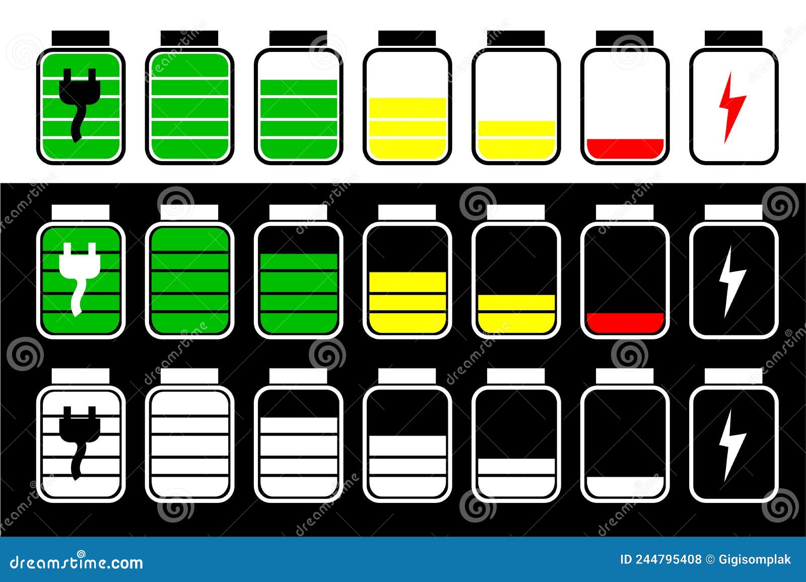 Simple Vector Set Sign Battery Level Indicator Stock Vector ...