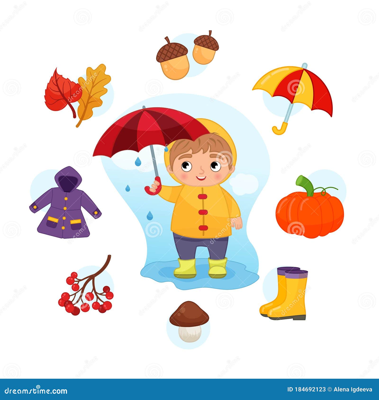 Vector Set Signs of Autumn. Stock Vector - Illustration of little ... Vector Set Signs of Autumn. Stock Vector - Illustration of little ...
