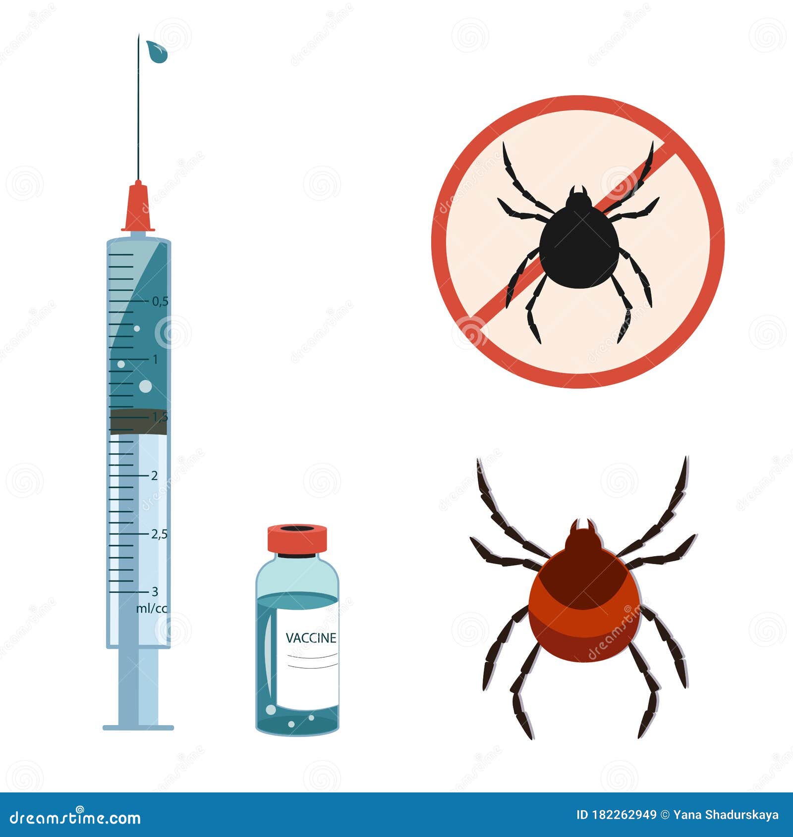 Vector Set of Signs for Design. Vaccination Against the Tick. Stock ...
