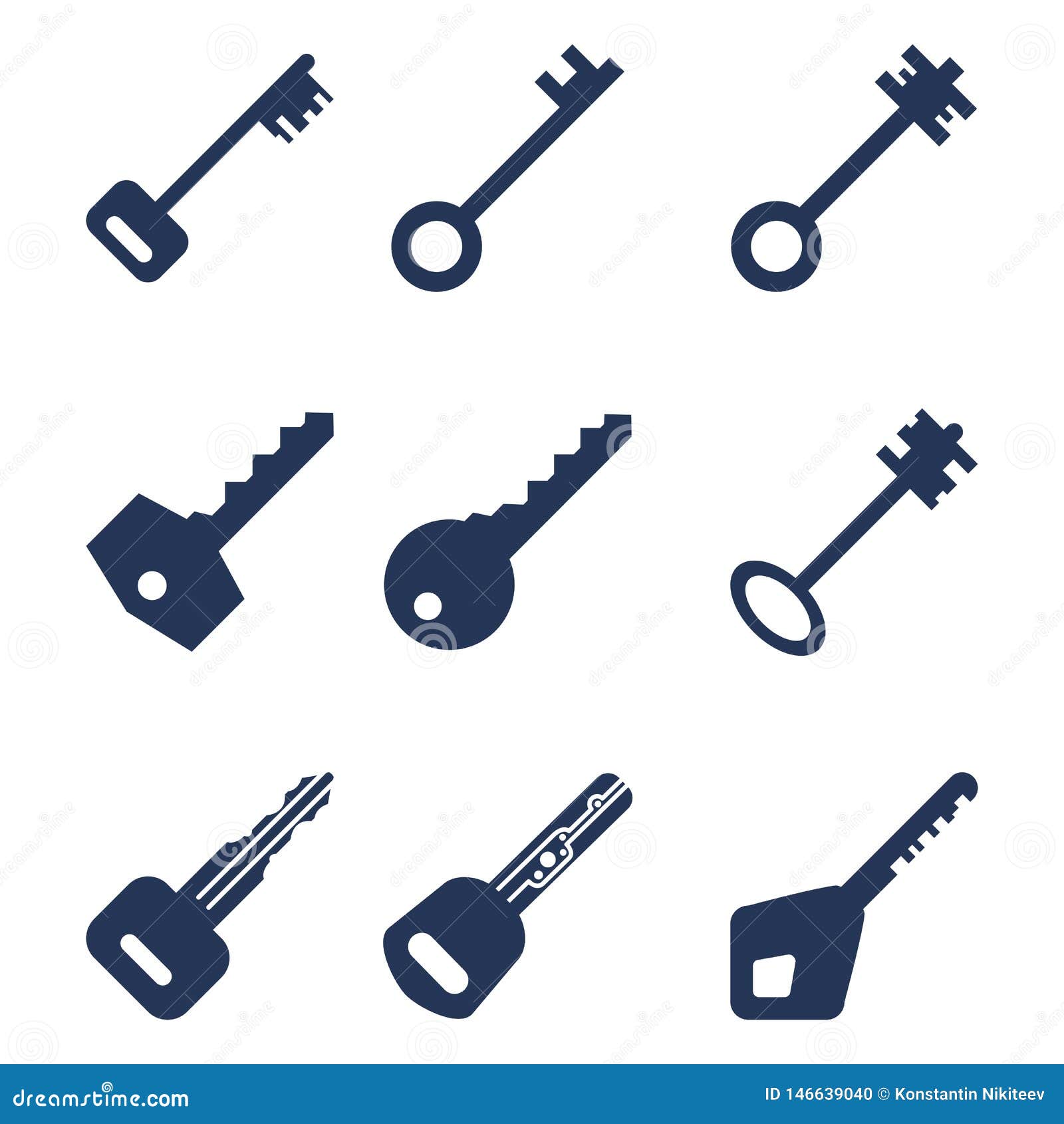 Vector Set of Silhouette Basic Key Icons Stock Vector - Illustration of ...