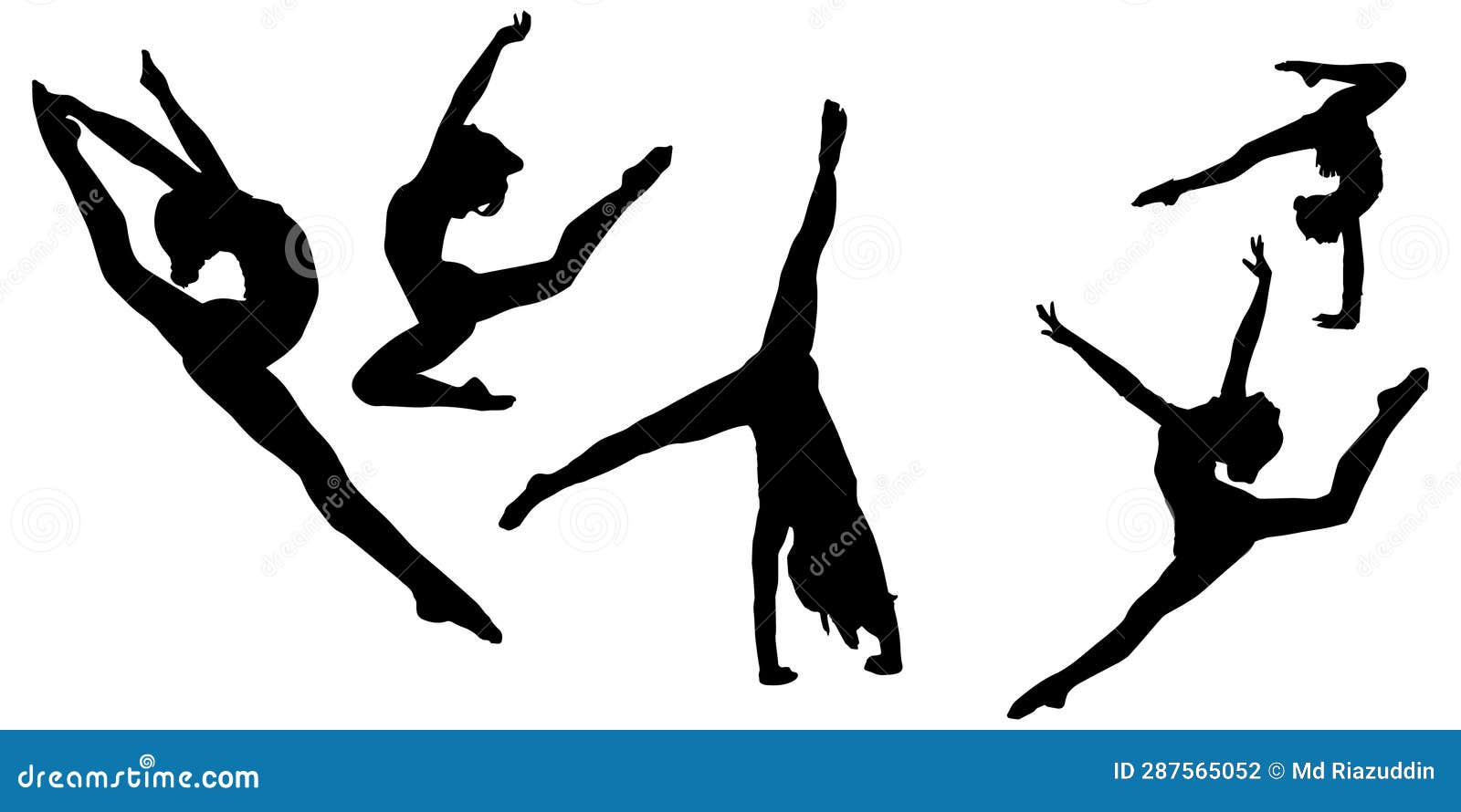 Vector Set Silhouette Of Gymnastics Female Artistic Gymnastics Silhouette
