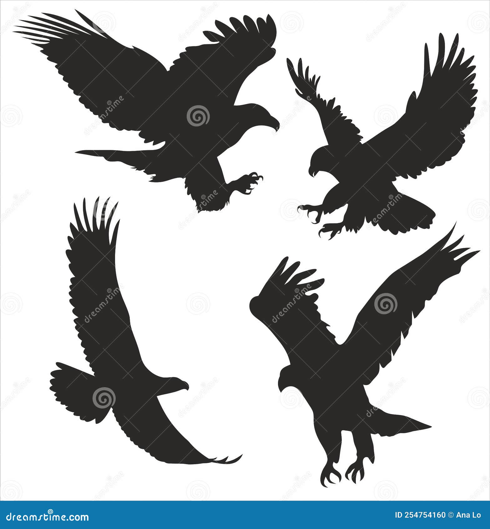 Vector Set Of Silhouettes Of Attaching Eagle 4 Pieces. | CartoonDealer ...