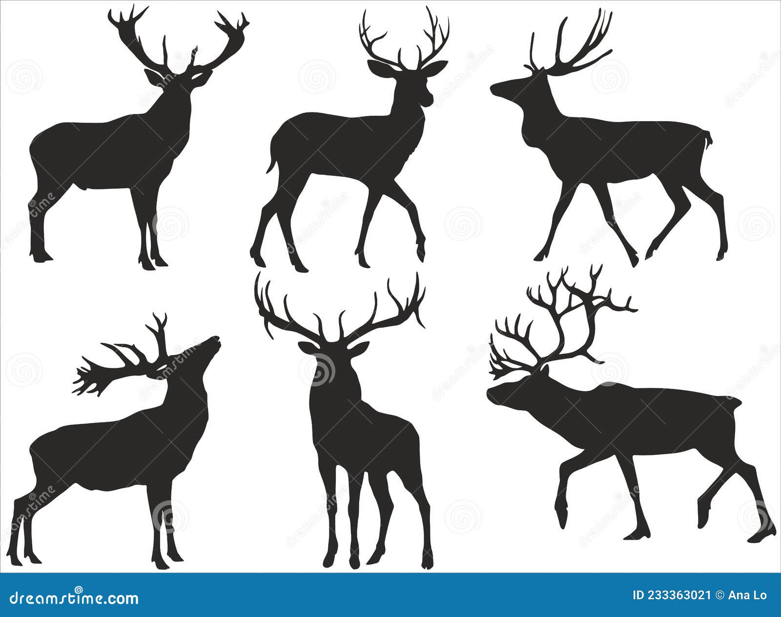 Silhouettes Of Deer And Stags. Cartoon Vector | CartoonDealer.com ...