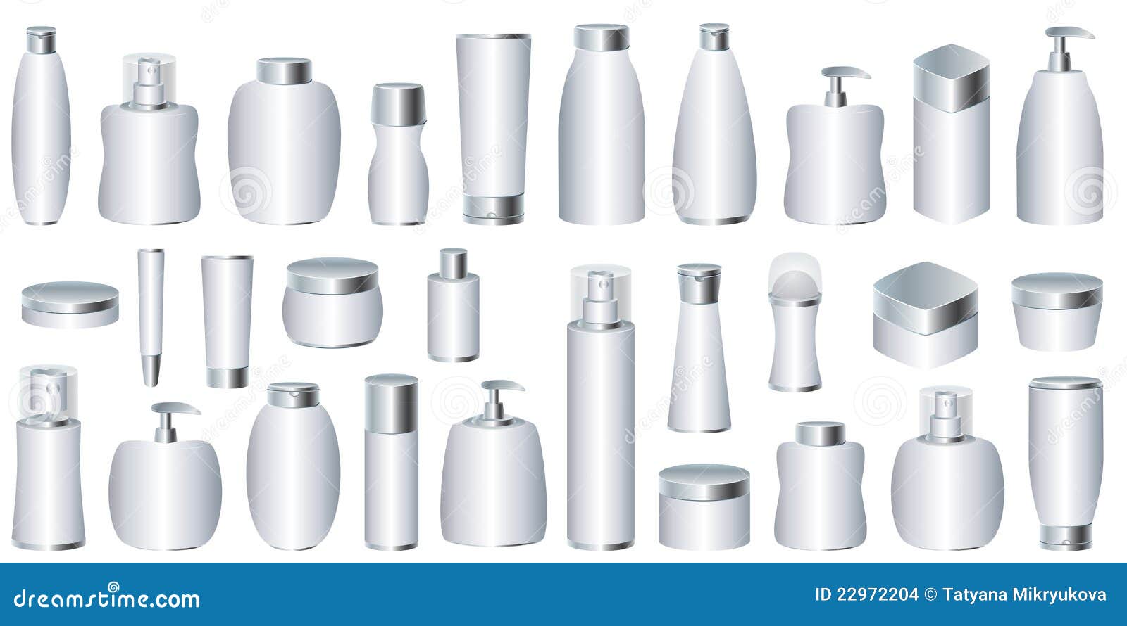 Vector Set of Silver Cosmetic Packages Stock Vector - Illustration of ...