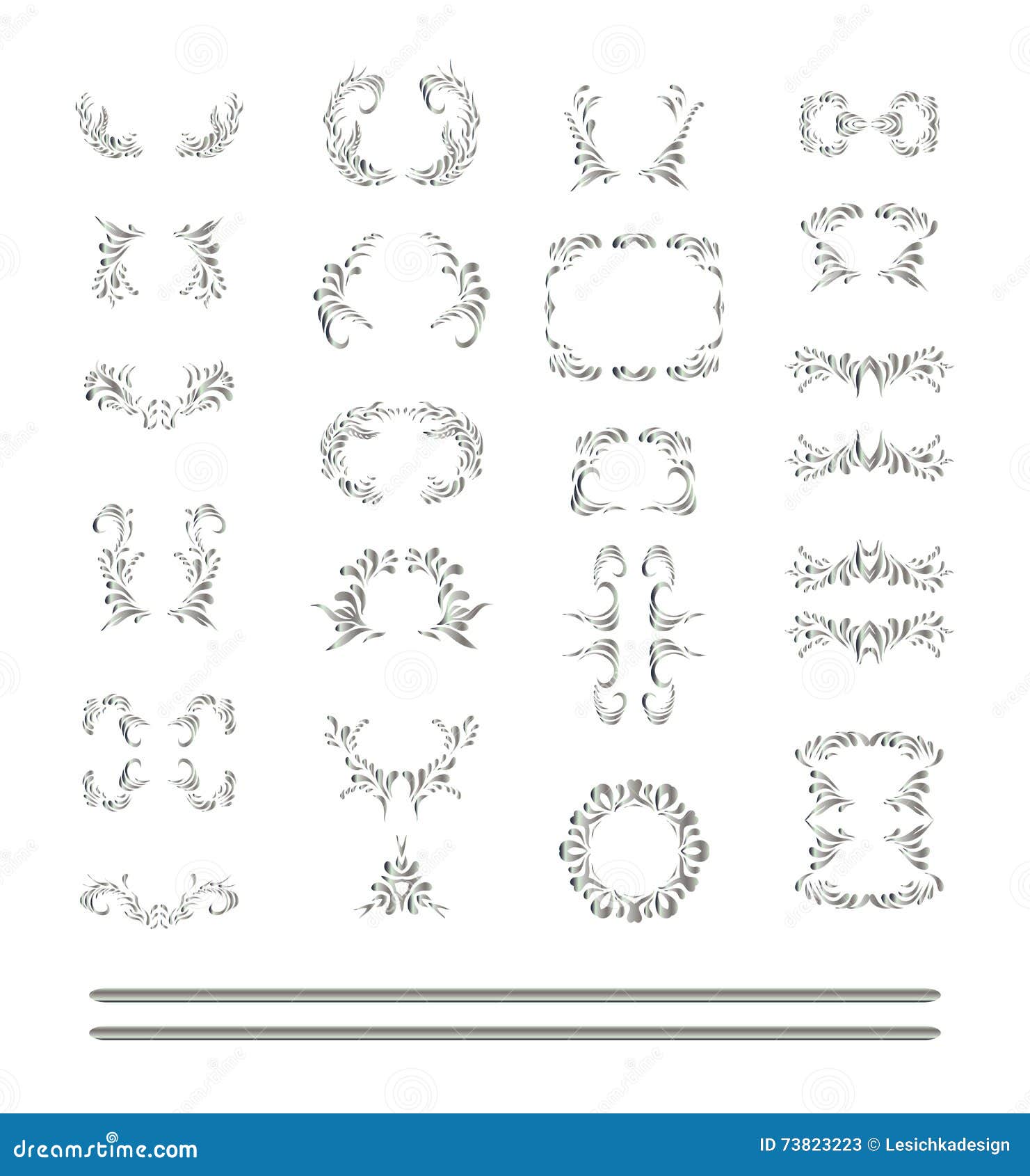 Vector Set of Silver Elements Stock Vector - Illustration of graphic ...