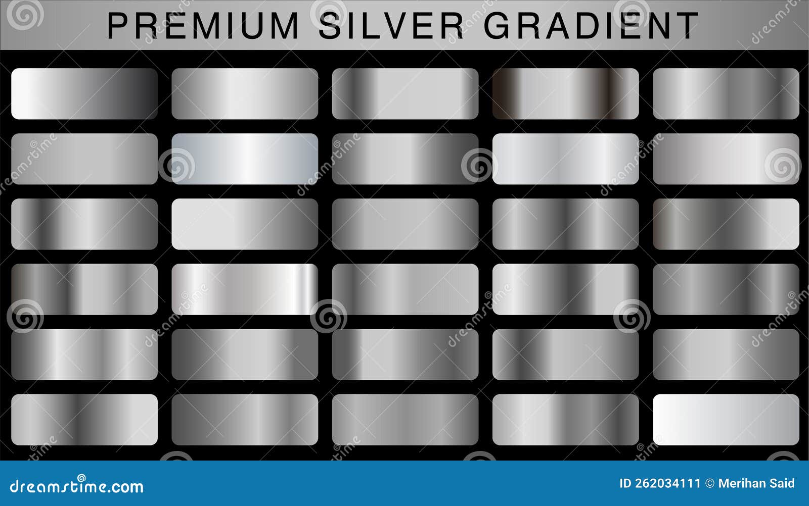 Vector Set of Silver Gradients, Silver Squares Collection. Stock Vector ...