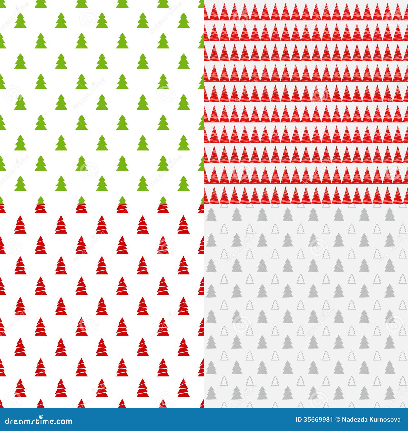 Vector Set of Simple Christmas Patterns Stock Vector - Illustration of ...