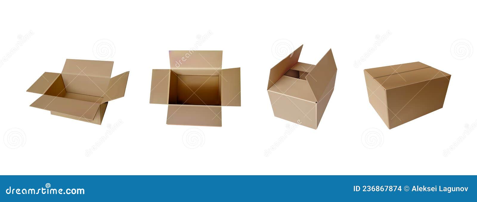 Vector Set of Simple Delivery Boxes Isolated, 3D Illustration. Stock ...
