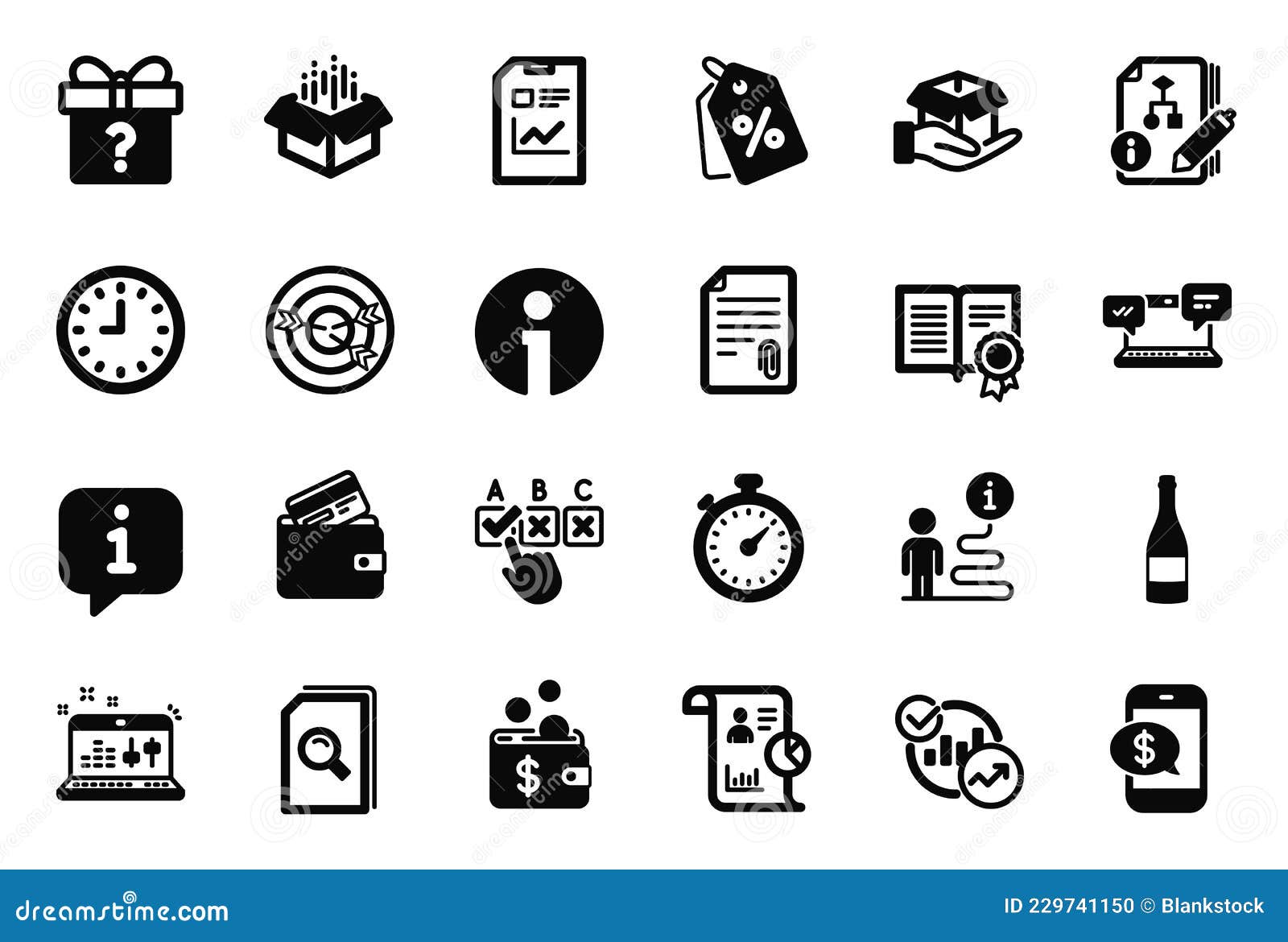 Vector Set of Simple Icons Related To Correct Checkbox, Report Document and Attachment. Vector ...