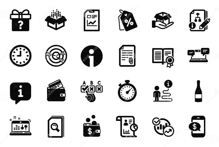 Vector Set of Simple Icons Related To Correct Checkbox, Report Document and Attachment. Vector ...