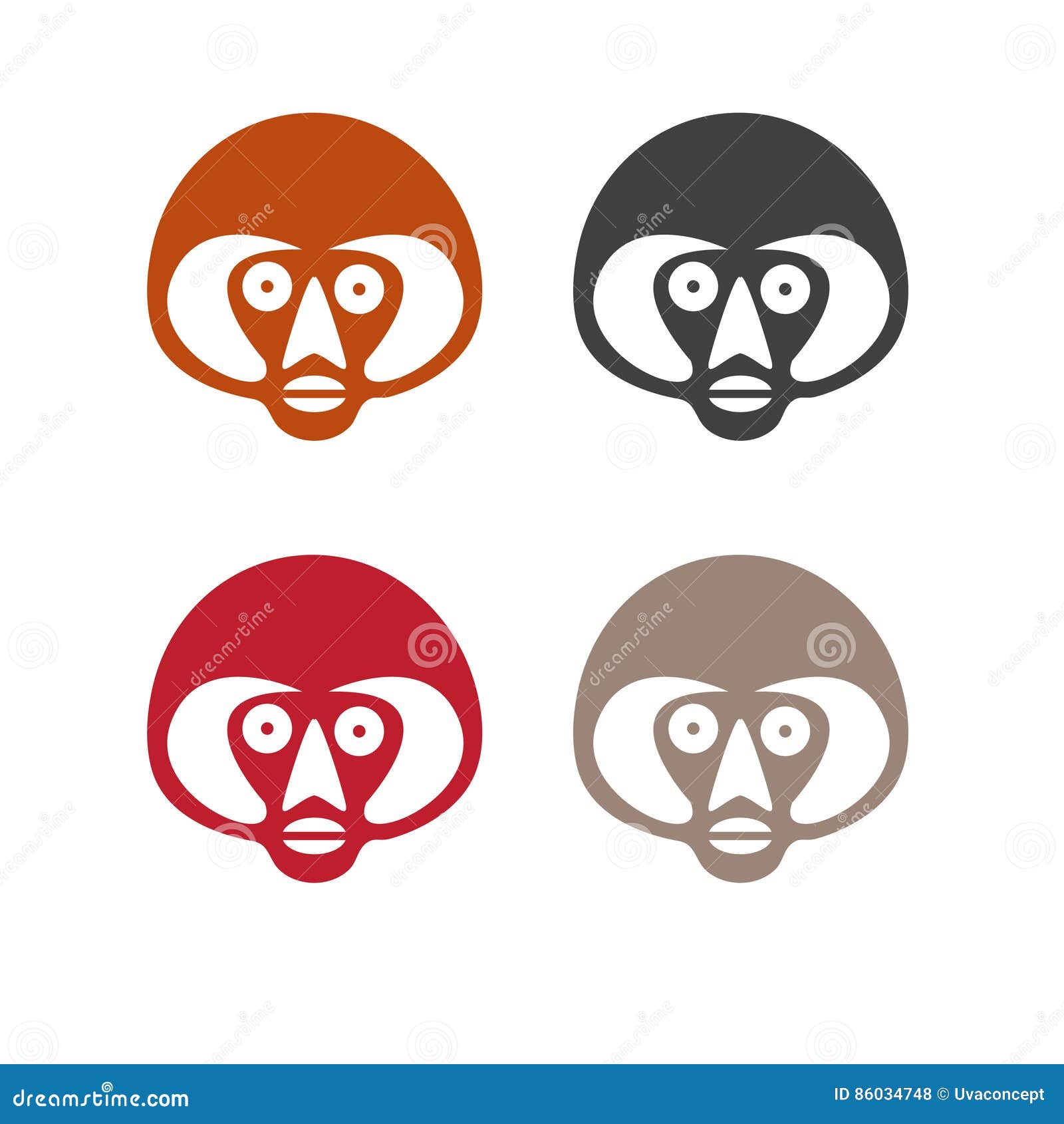 Vector Set of the Simple Monkey Stock Vector - Illustration of ...