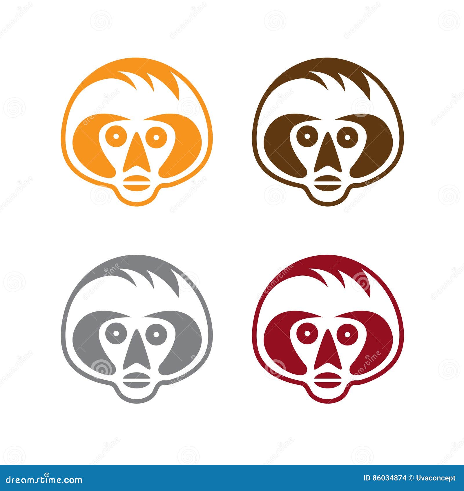 Vector Set of the Simple Monkey Stock Vector - Illustration of banana ...