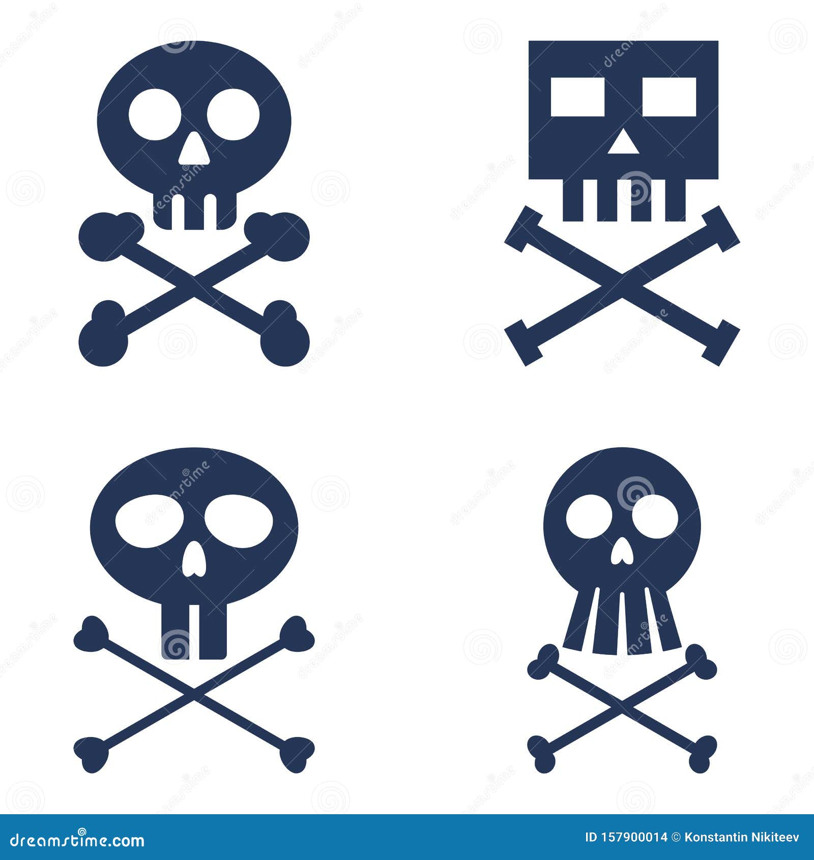 Vector Set of Simple Skull Icons Stock Vector - Illustration of death ...