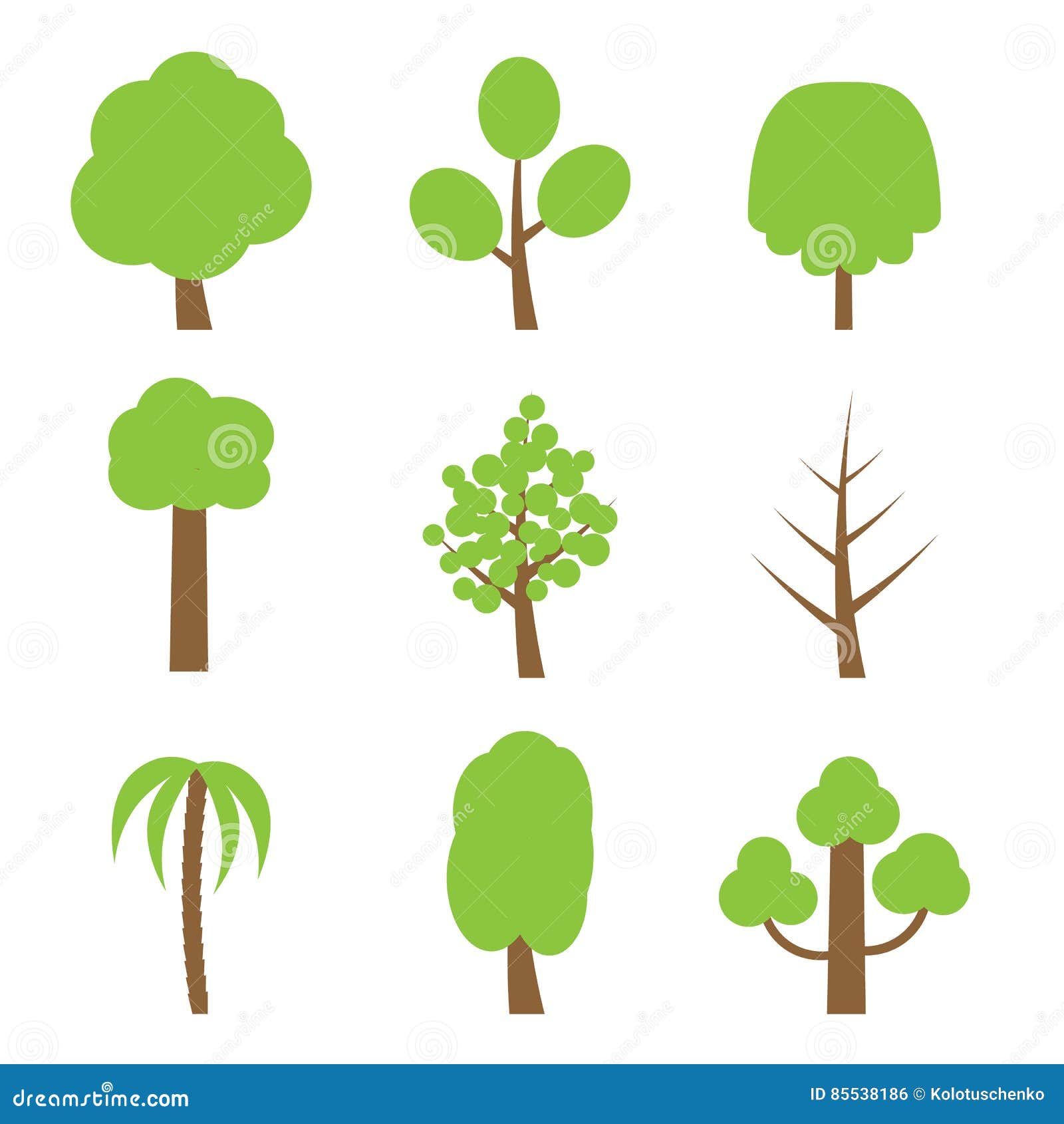 Set Of Simple Trees, Conceptual Minimal Design, Geometric Shapes. Hand ...