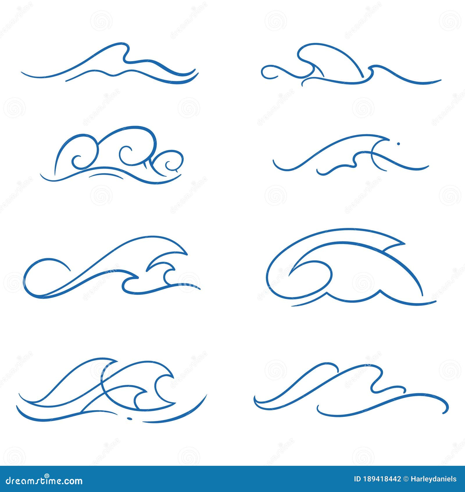 Vector Set of Simply Dawn Ocean Waves Stock Vector - Illustration of ...