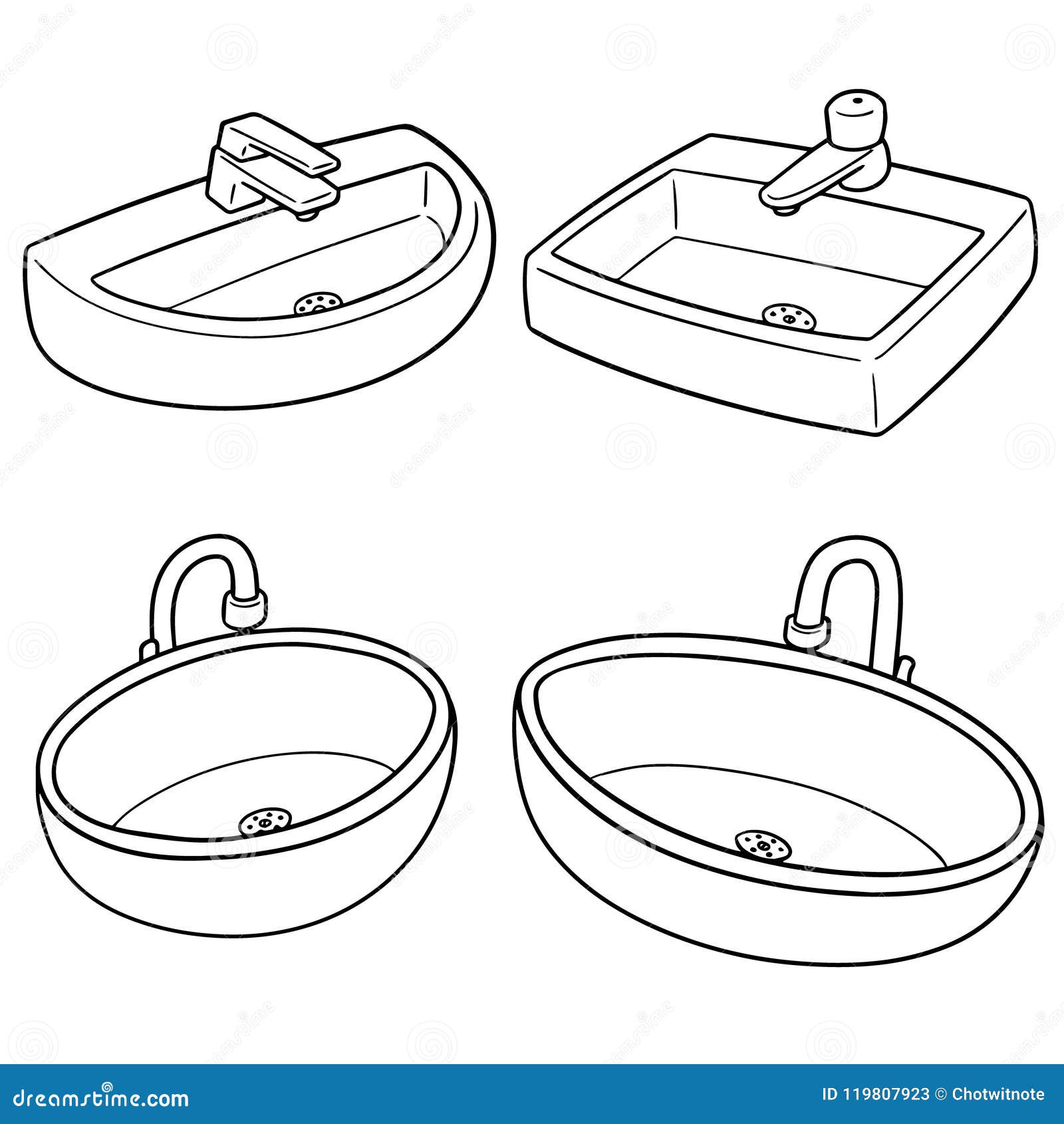 Vector set of sink stock vector. Illustration of clipart - 119807923