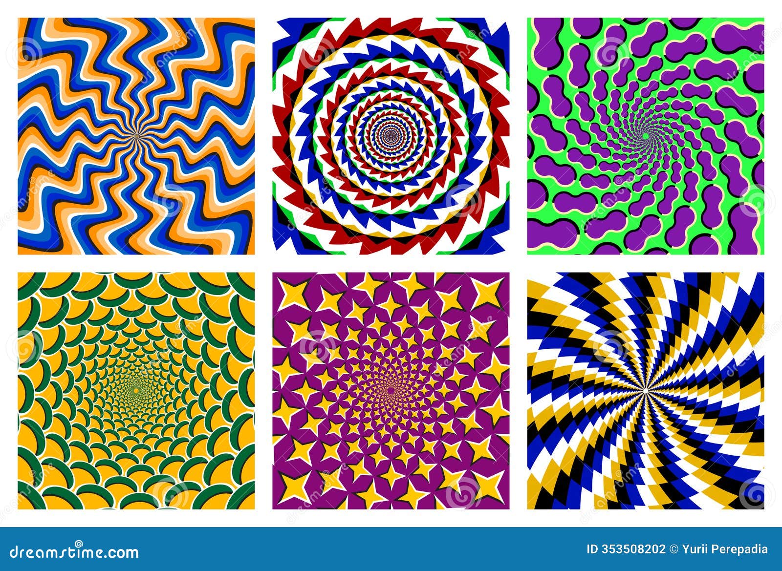 Vector Set of Six Dynamic Circular Patterns. Eye-catching Backgrounds ...